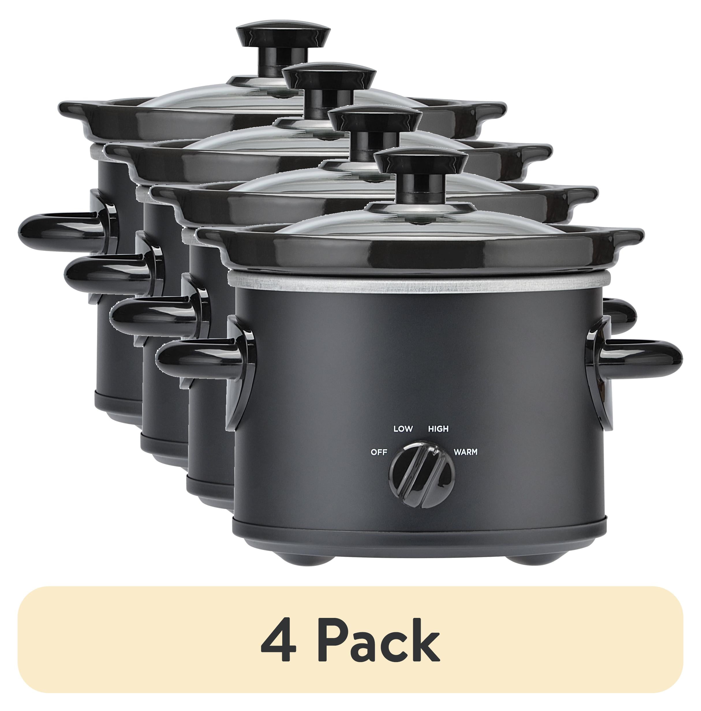 (4 pack) Mainstays 2 QT Slow Cooker, Matte Black Finish, Removeable ...