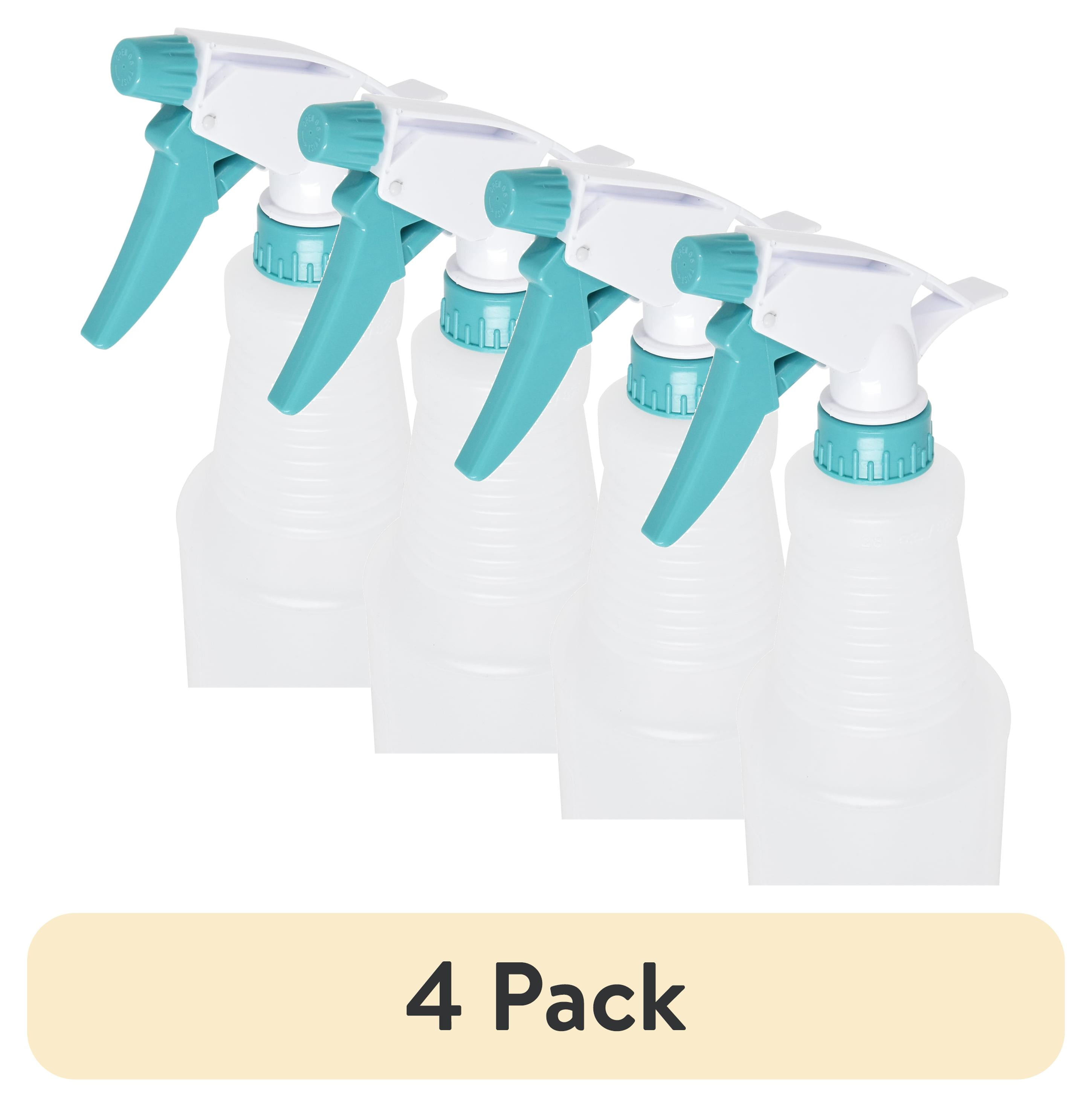 (4 pack) Mainstays Plastic Clear Spray Bottle with Teal Lid and Nozzle ...