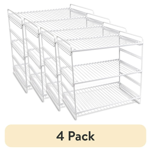 Mainstays 3-Tier Adjustable Wire Organizer Shelf, White, Small Cabinet ...