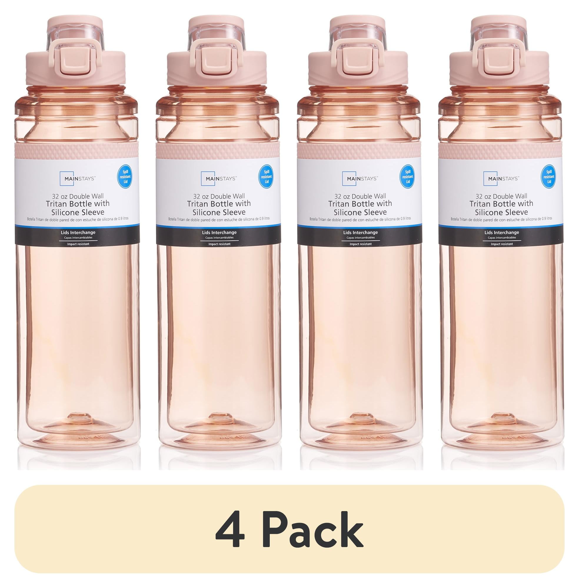 Mainstays 4 Pack 32 oz Reusable Tritan Water Bottle Pearl Blush Pink ...