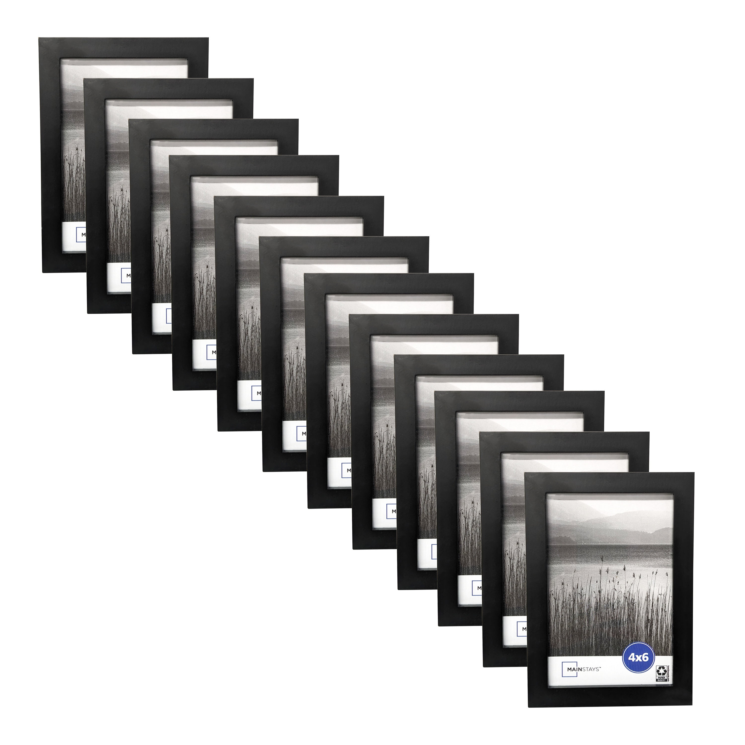(4 pack) Mainstays 4x6 Linear Gallery Tabletop Picture Frame, Black ...