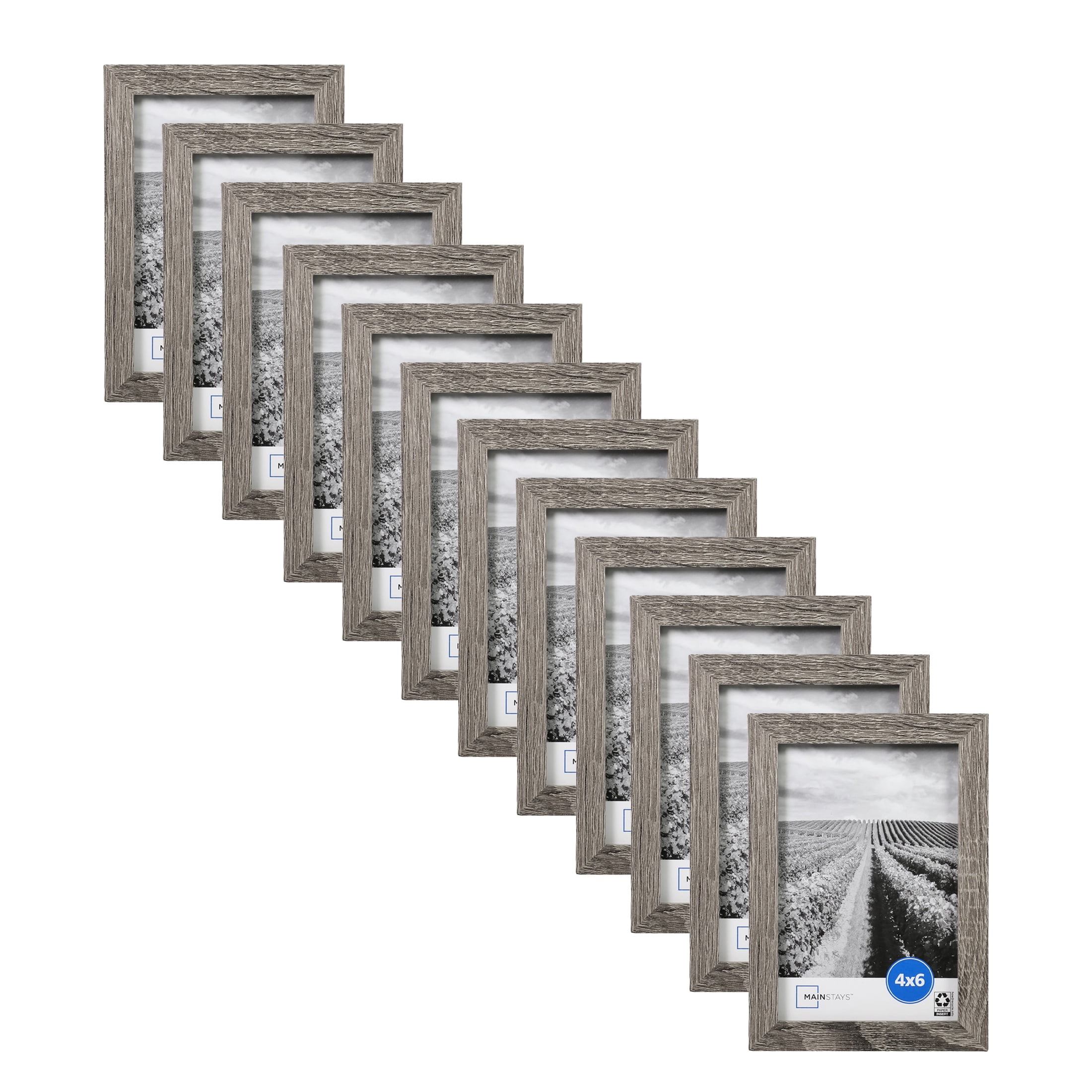 (4 pack) Mainstays 4x6 Tabletop Picture Frame, Linear Gallery Style ...
