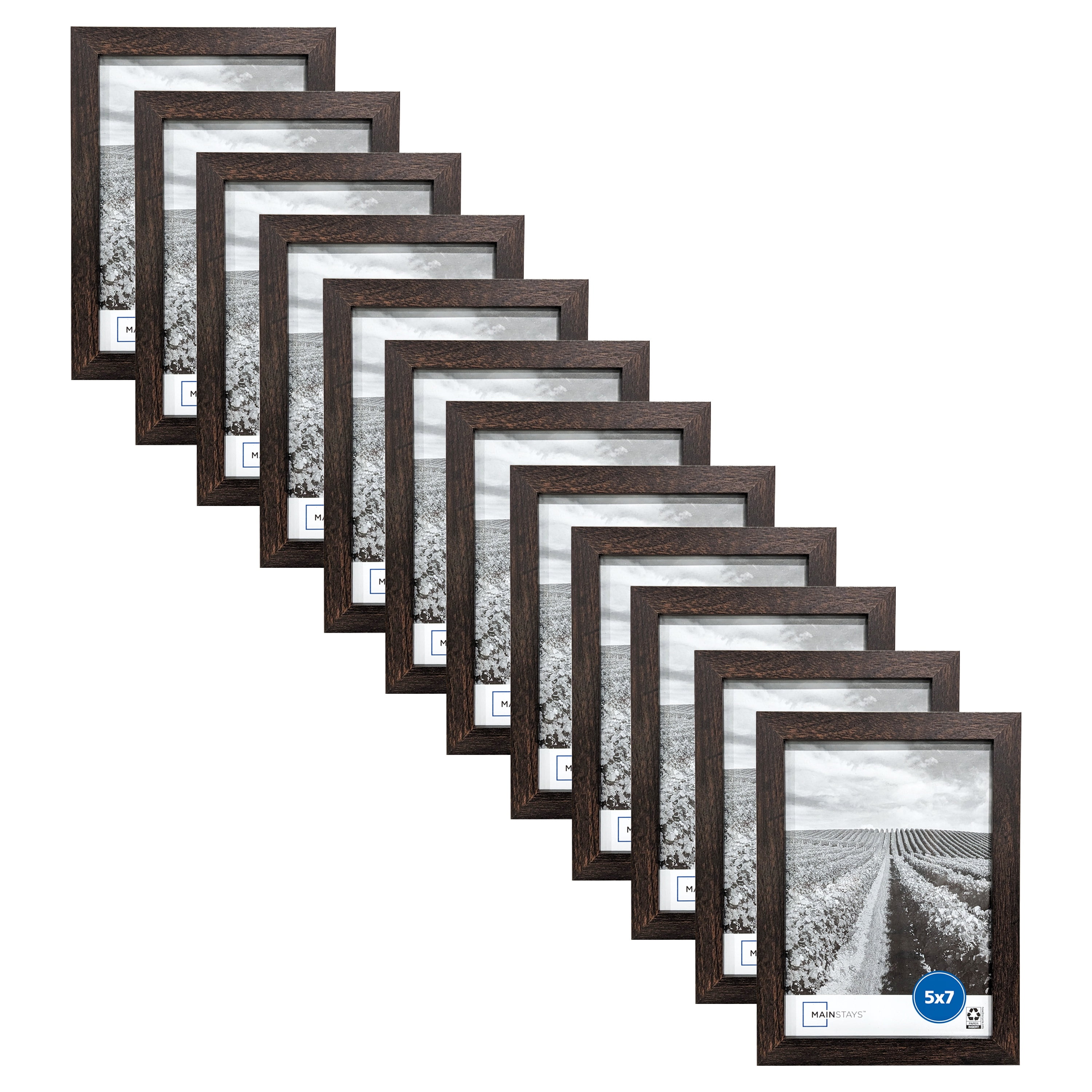 (4 pack) Mainstays 5x7 Linear Gallery Tabletop Picture Frame, Brown ...