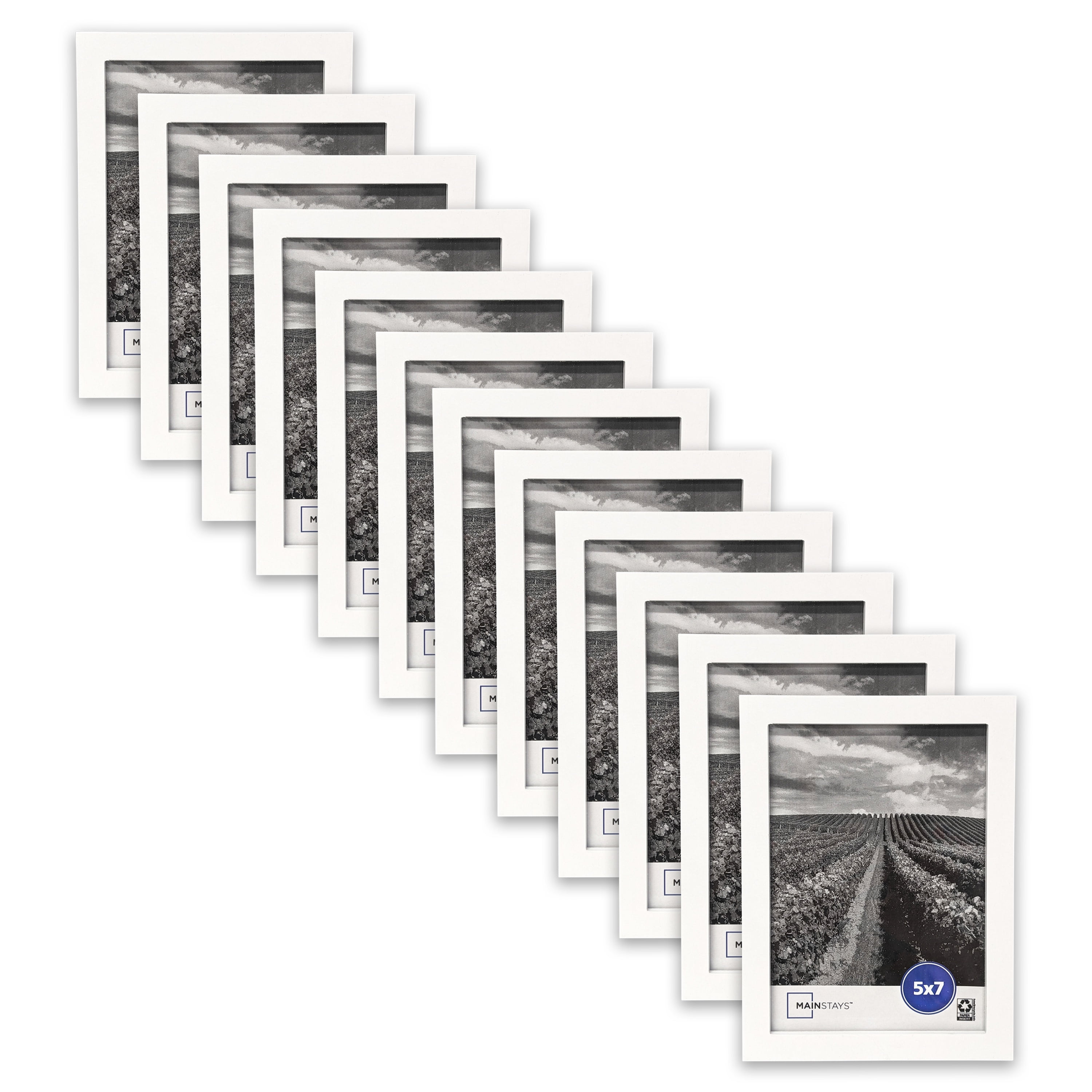 (4 pack) Mainstays 5x7 Linear Gallery Tabletop Picture Frame, White ...