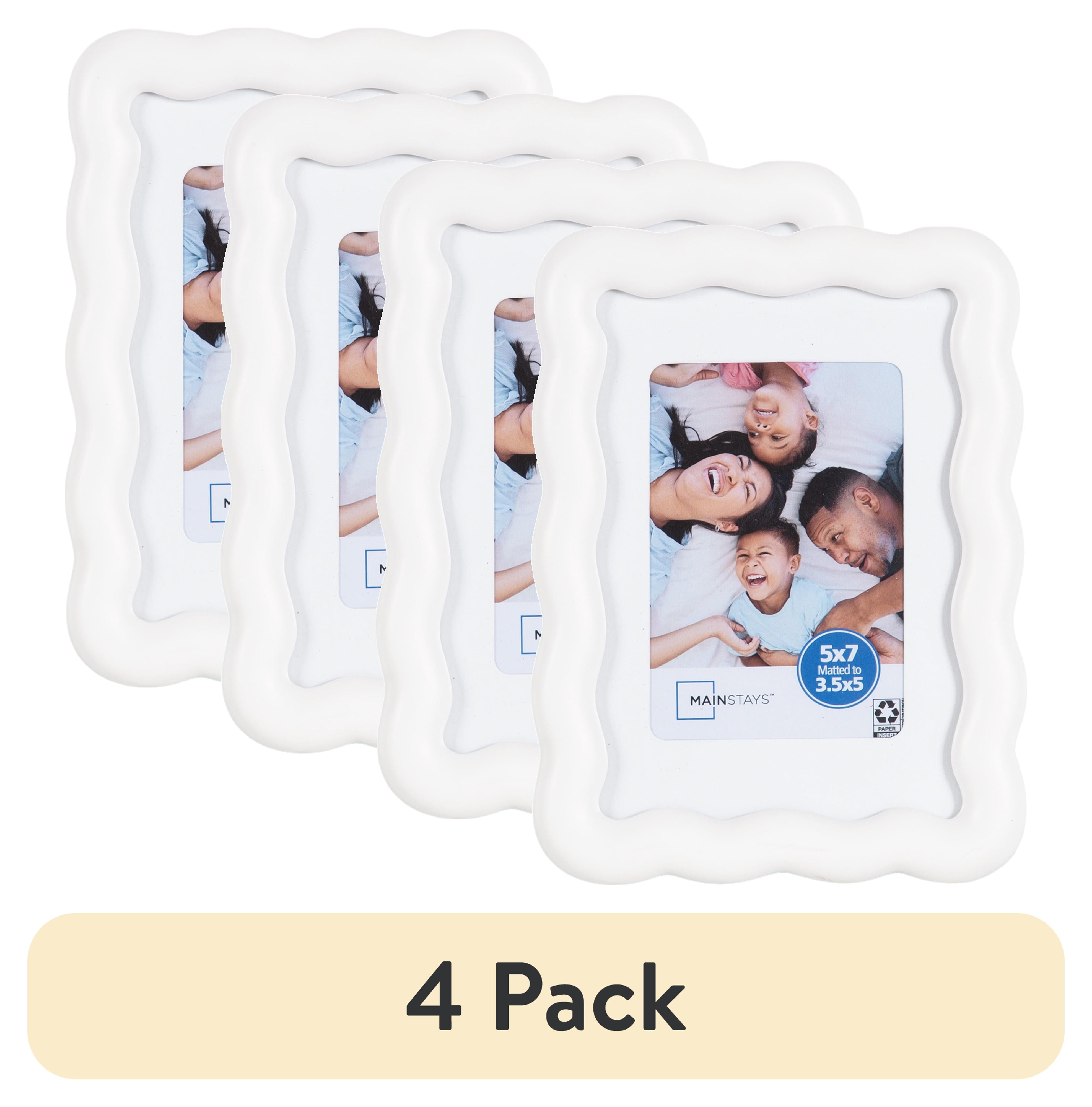 (4 pack) Mainstays – 3.5x5 Picture Frame – White Wavy Tabletop Photo ...