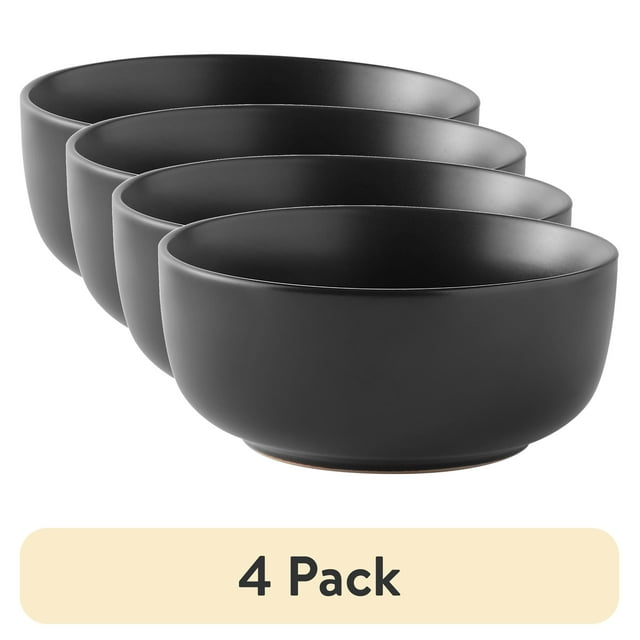 (4 pack) Mainstays Alessandra Matte Black Stoneware Bowl - Walmart ...