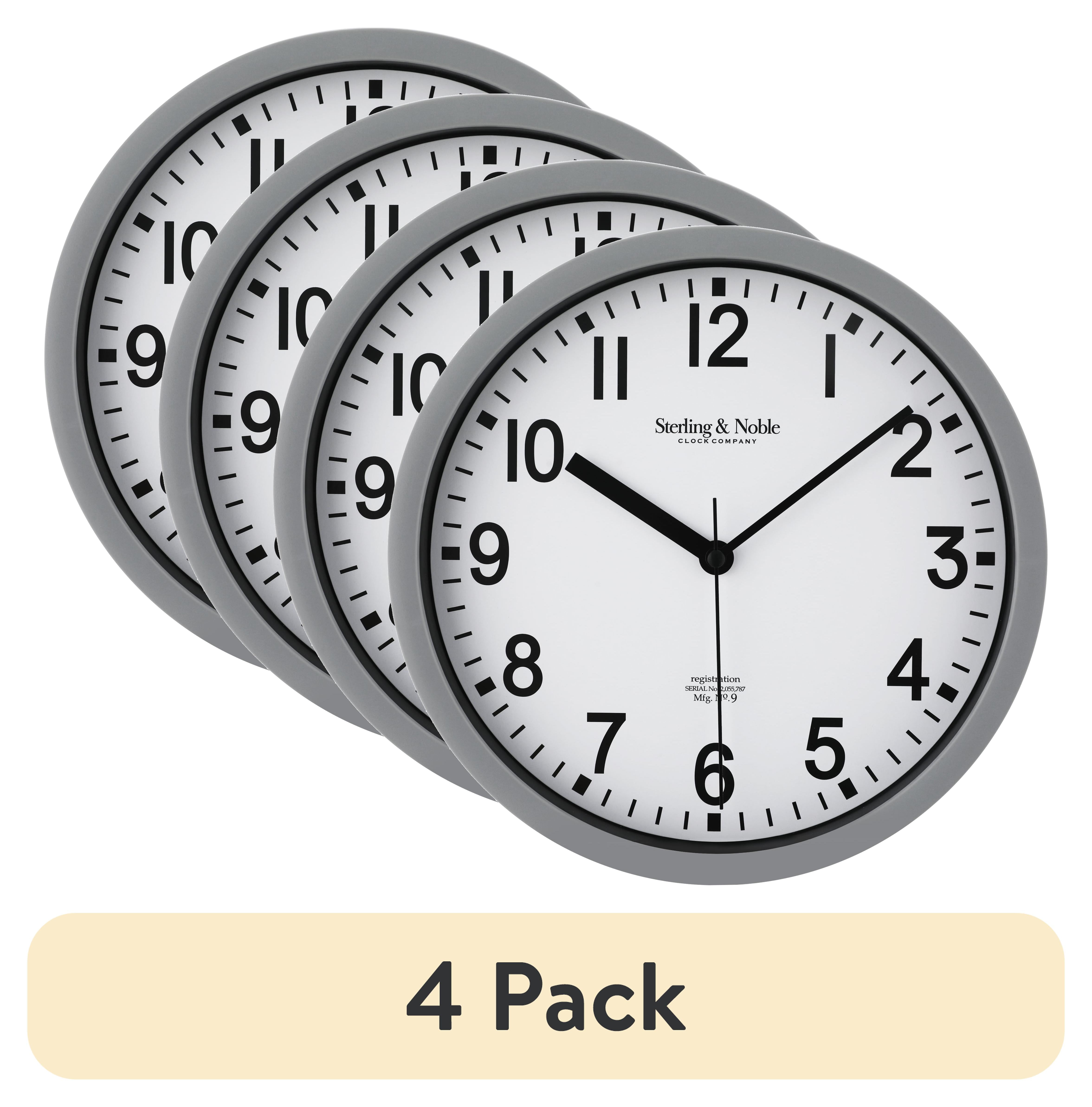 Mainstays 4 Pack 8.78 Inch Gray Analog Round Wall Clock with Quartz ...