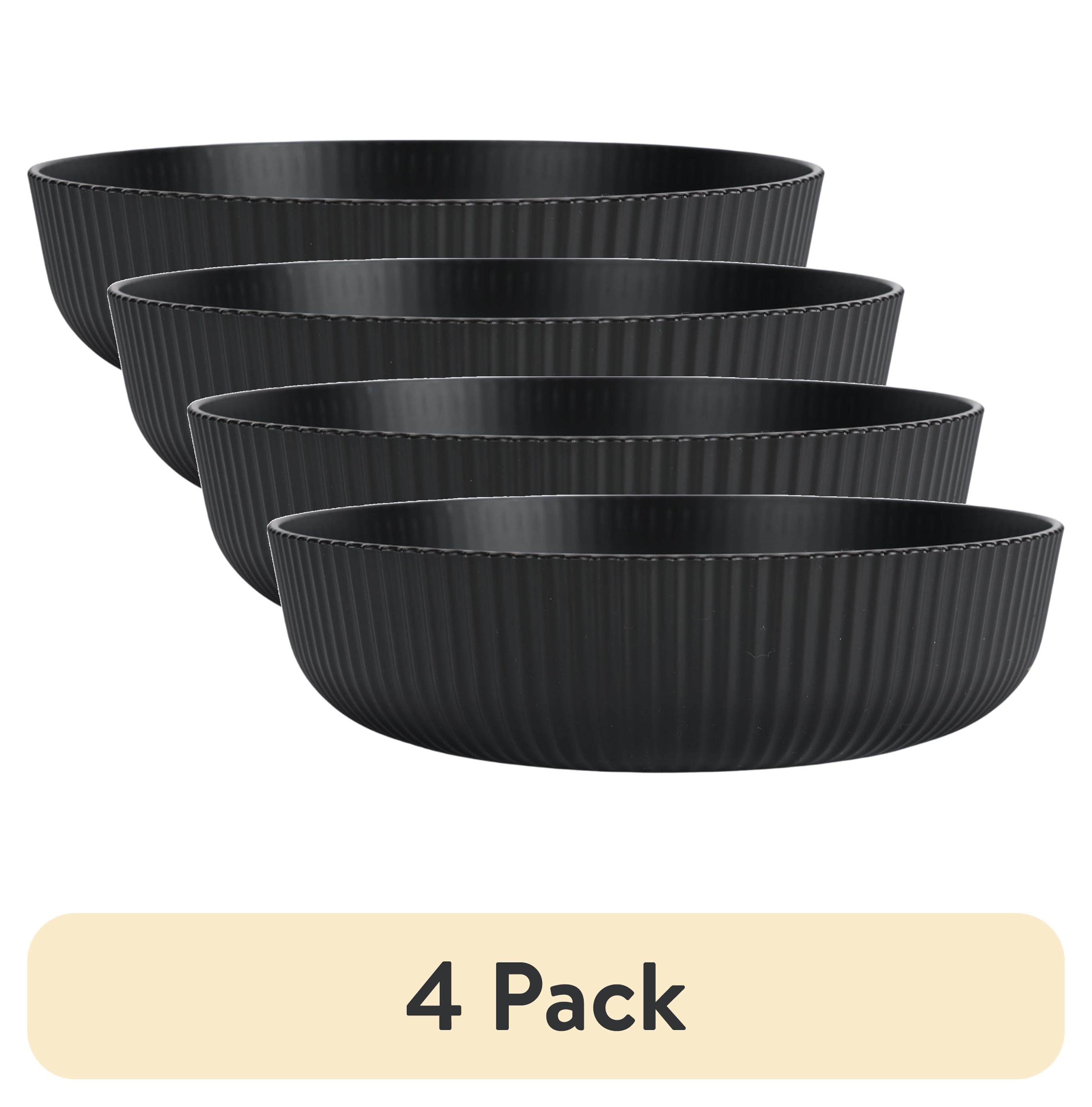 (4 pack) Mainstays - Black Eco-Friendly Recycled Plastic Dinner Bowl ...