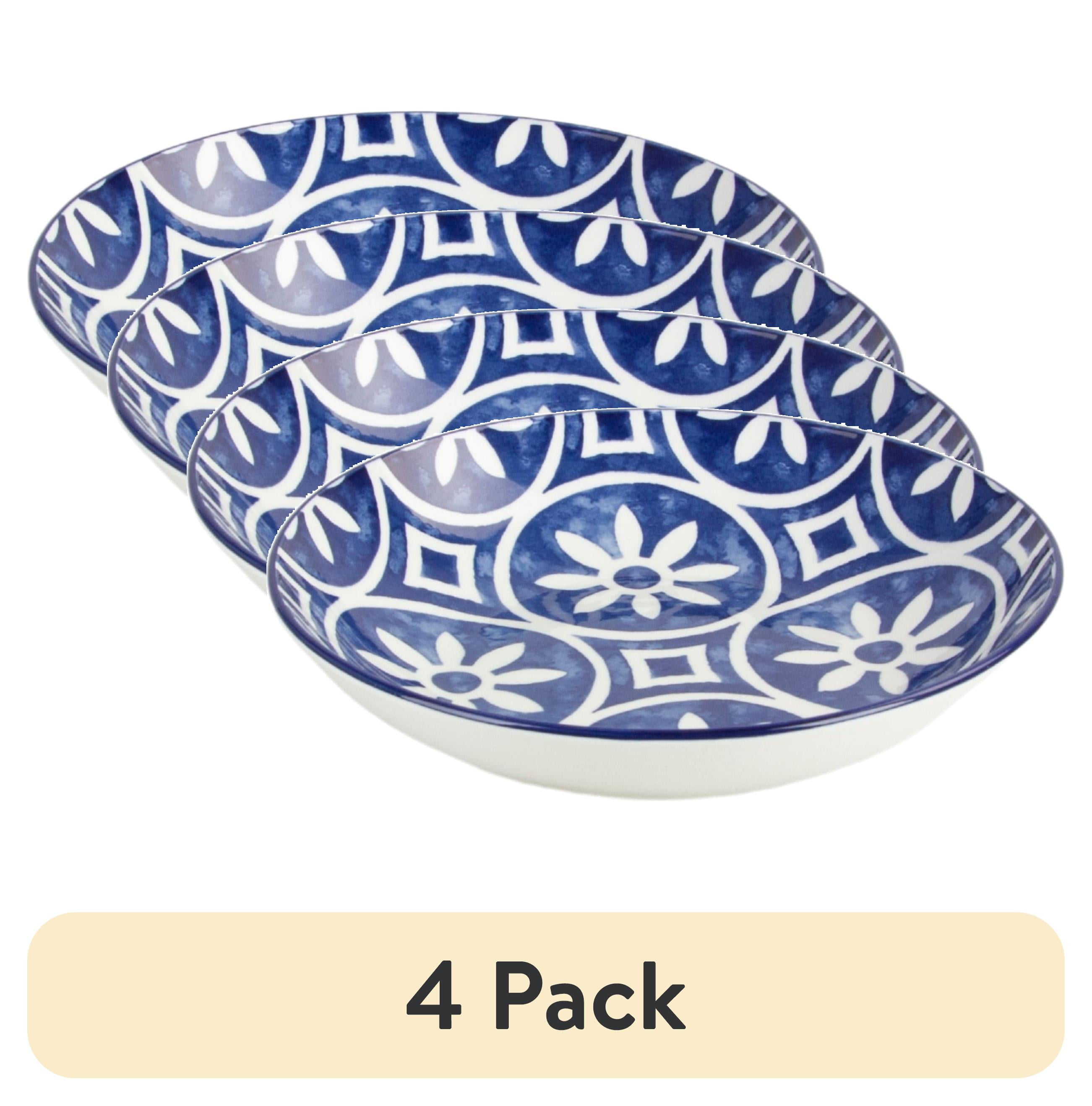 (4 pack) Mainstays Blue Rim Printed 32 oz Coupe Dinner Bowl - Walmart.com