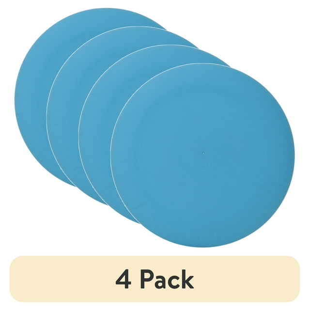 (4 pack) Mainstays Round Plastic Ribbed Plate, 10.5", Blue - Walmart.com