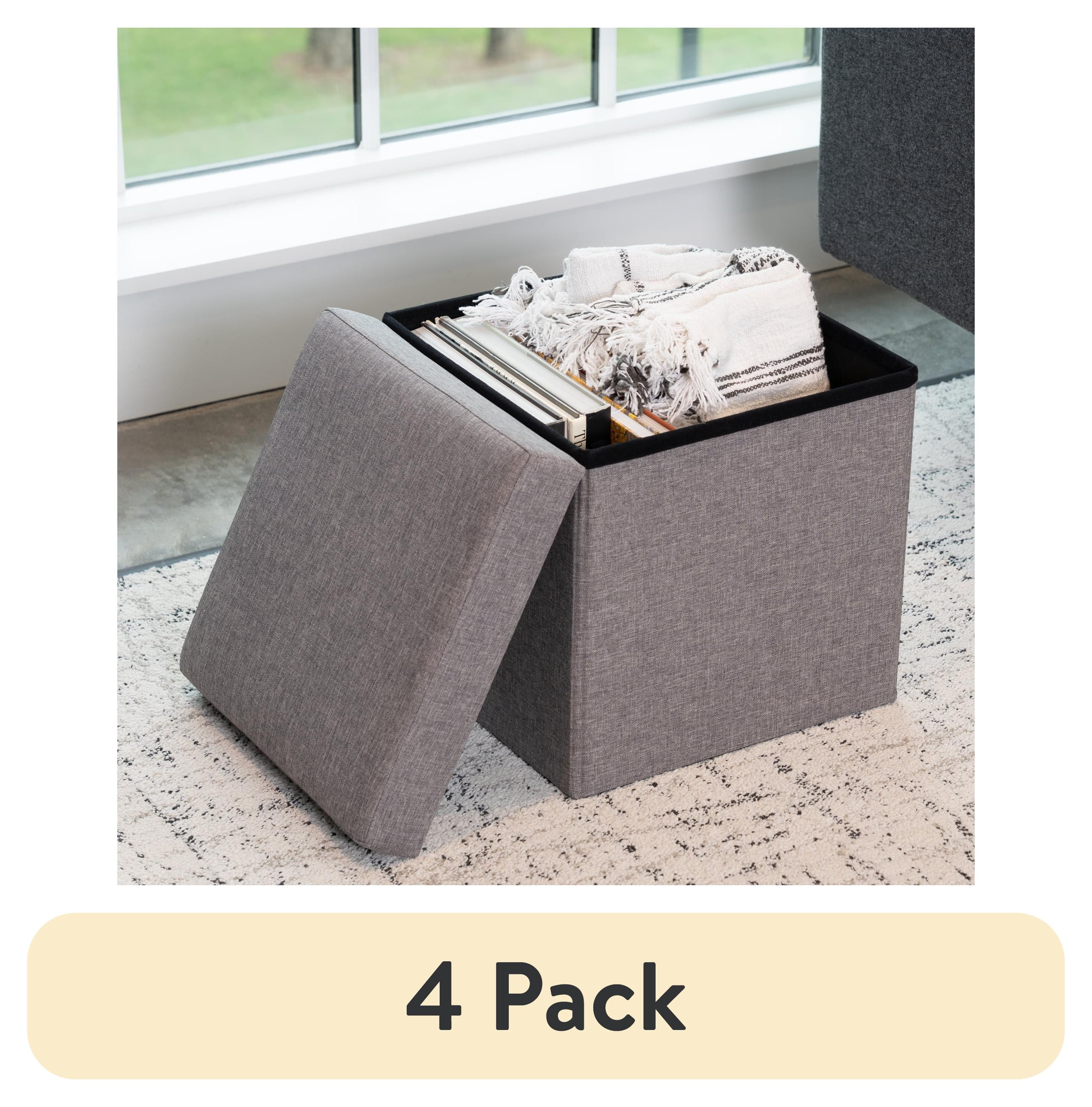 (4 pack) Mainstays Collapsible Storage Ottoman, Gray - Walmart.com