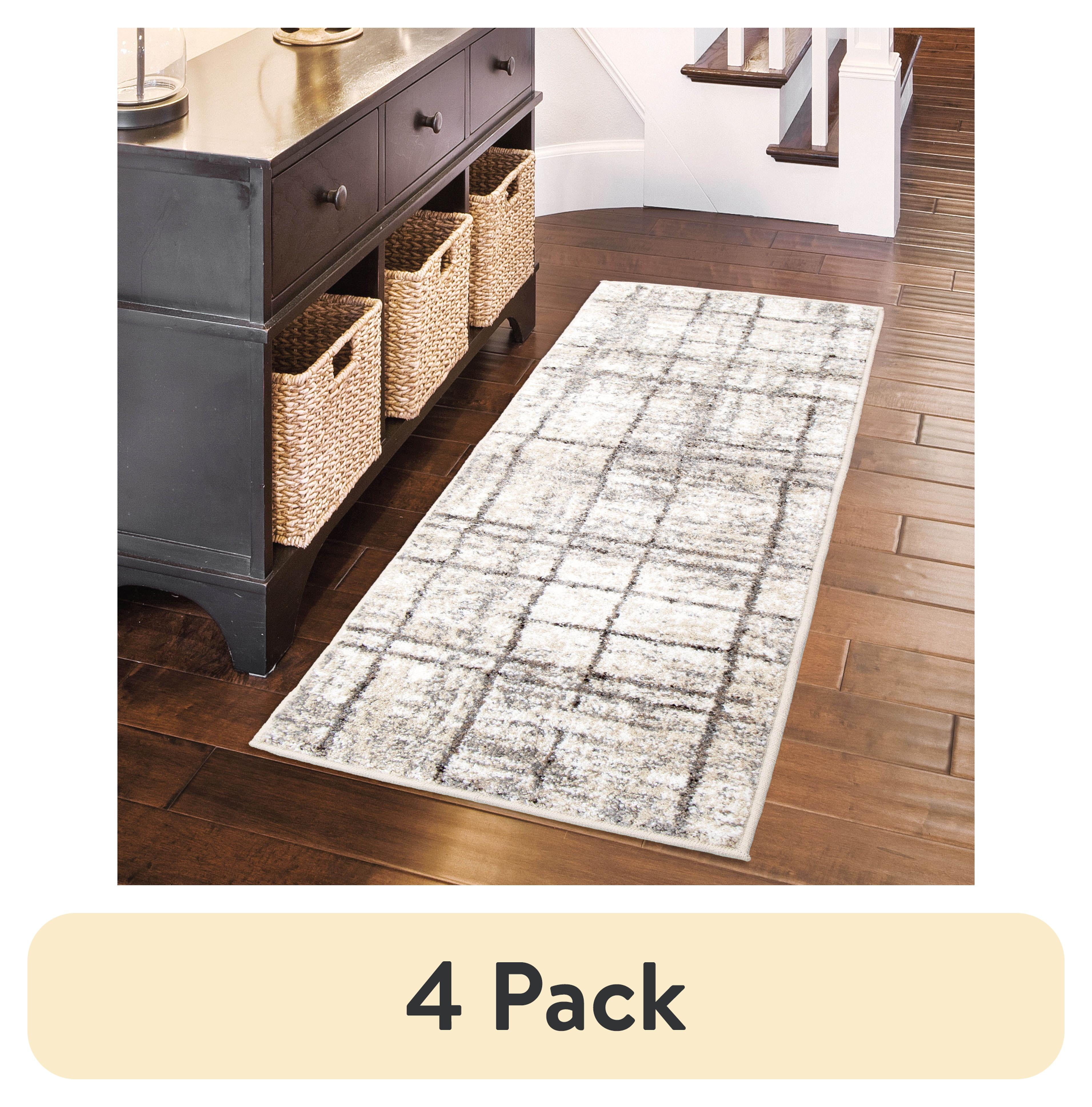 (4 pack) Mainstays Crosshatch Brown Geometric Indoor Runner Rug, 1' 10 ...