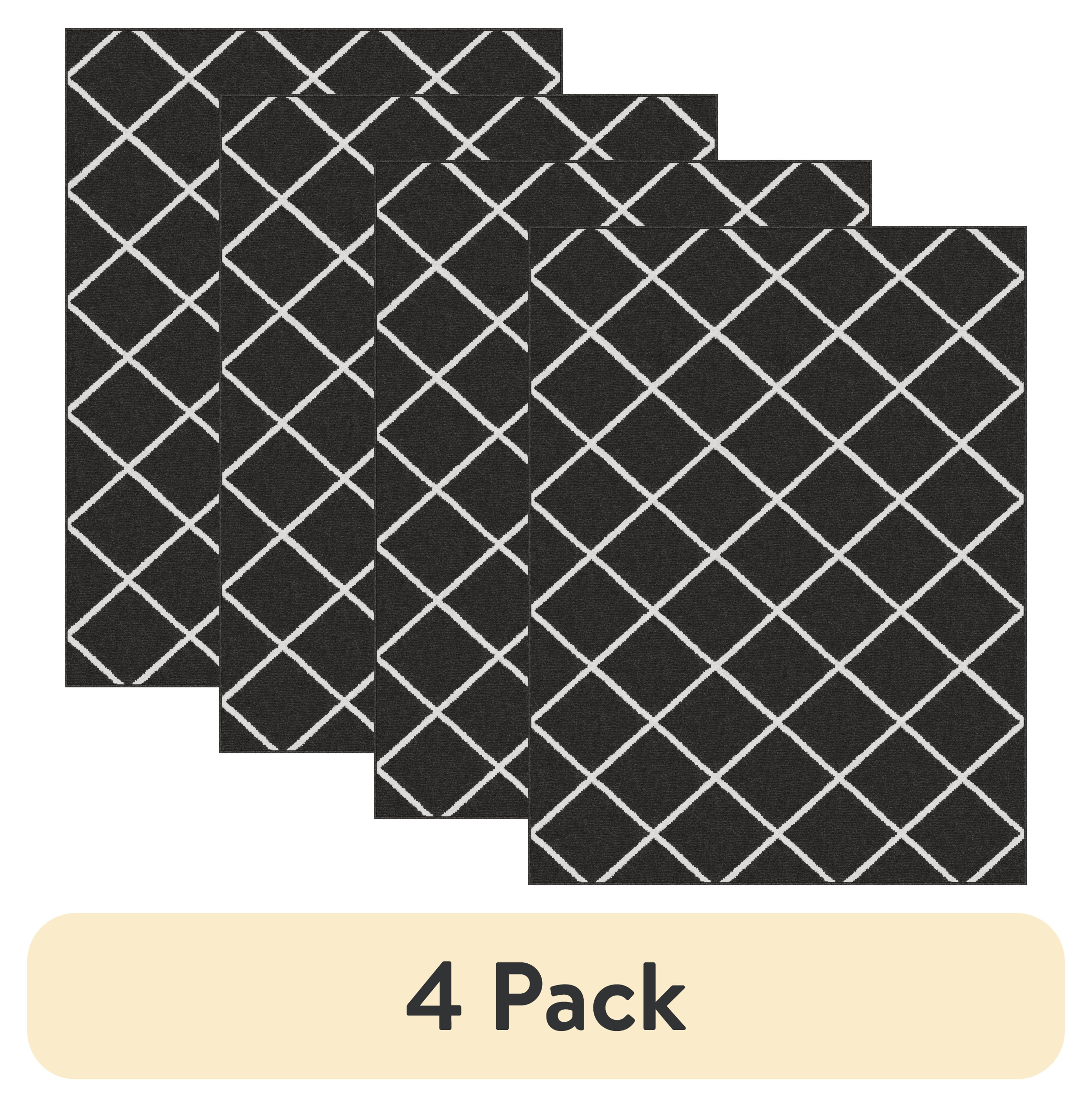 (4 pack) Mainstays Diamond Indoor Area Rug, Charcoal, 59" x 78" for ...
