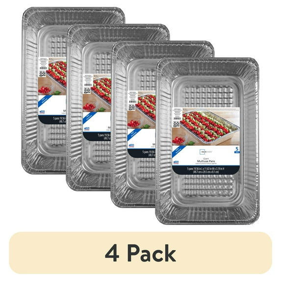 (4 pack) Mainstays 19.56" x 11.63" Aluminum Full Size Steam Table Pan ...