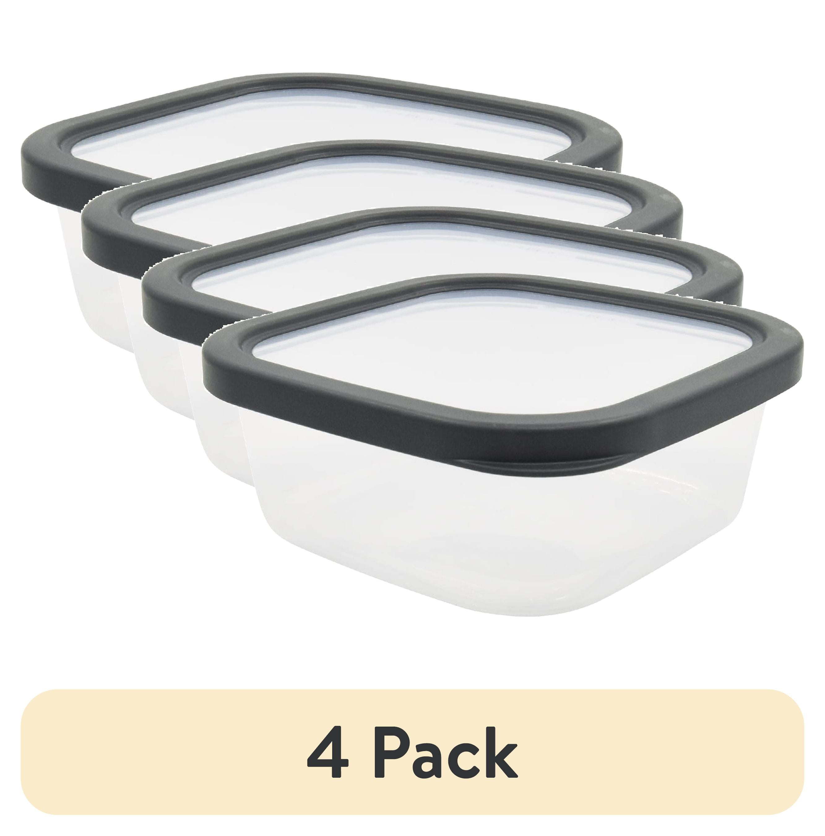 (4 pack) Mainstays Durable Food Storage Container Gray Plastic 4.96 Cup ...