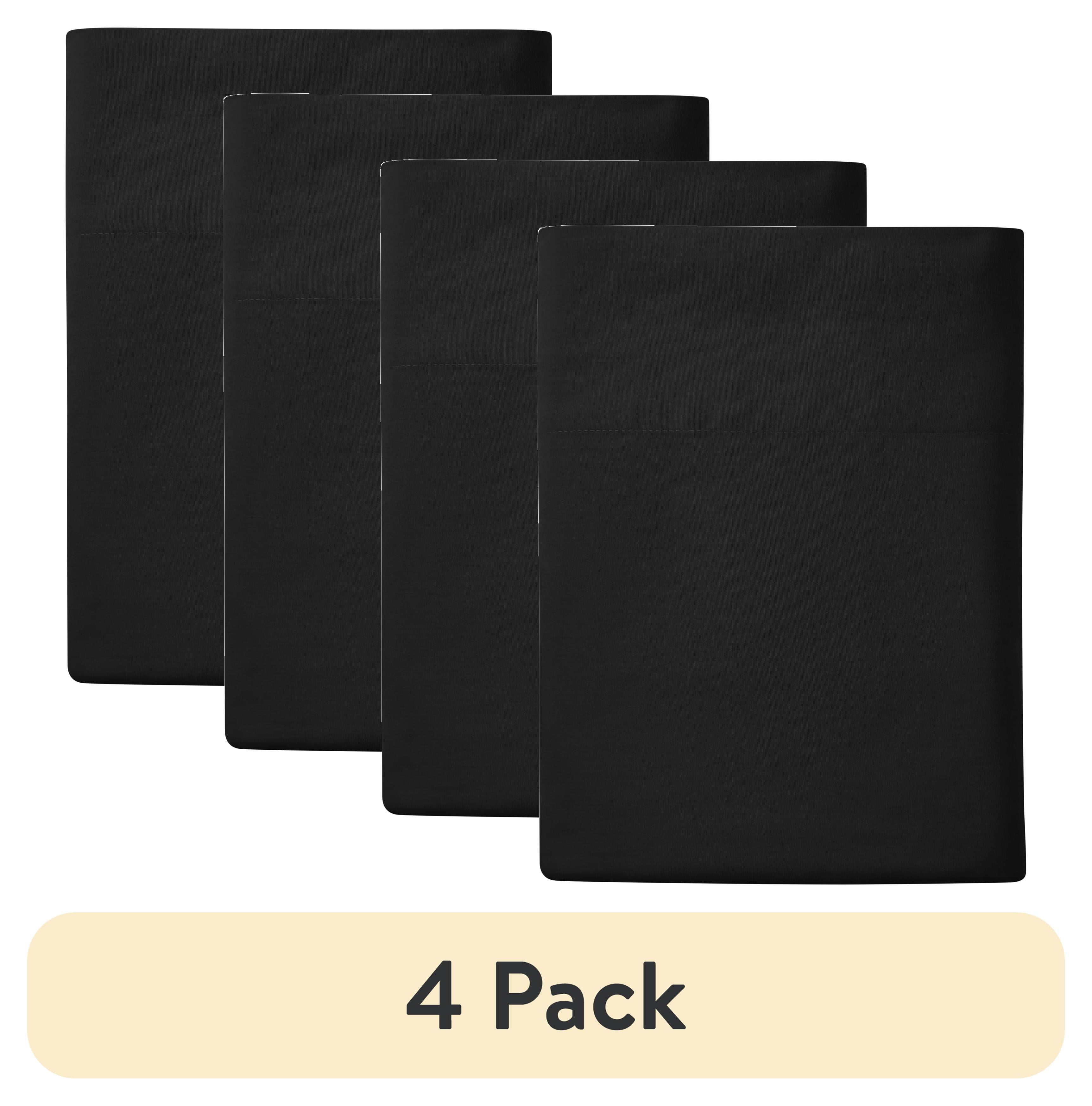 (4 pack) Mainstays Easy Care 300 Thread Count Solid Rich-Black CVC ...
