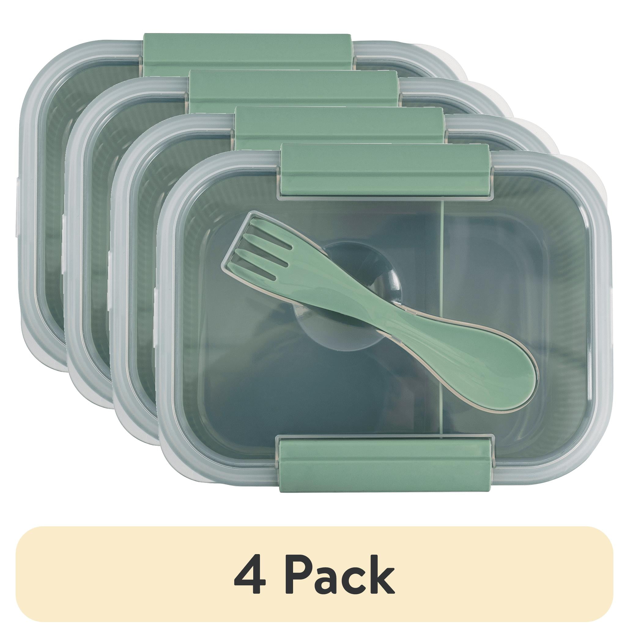 (4 pack) Mainstays Food Storage Container, Rectangle, Green, 42oz ...