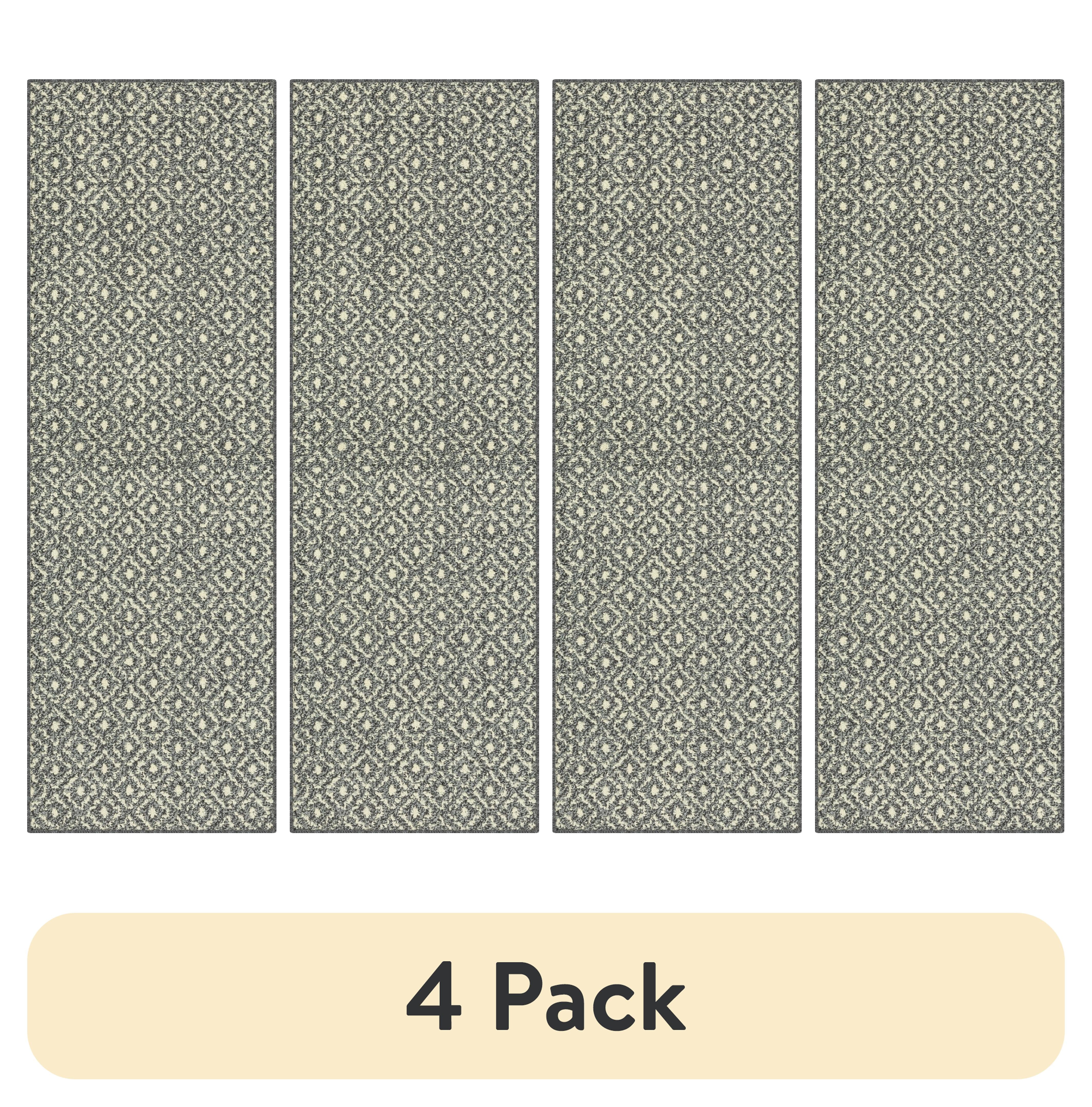 (4 pack) Mainstays Geometric Diamond Black Tonal Olefin Indoor Runner ...