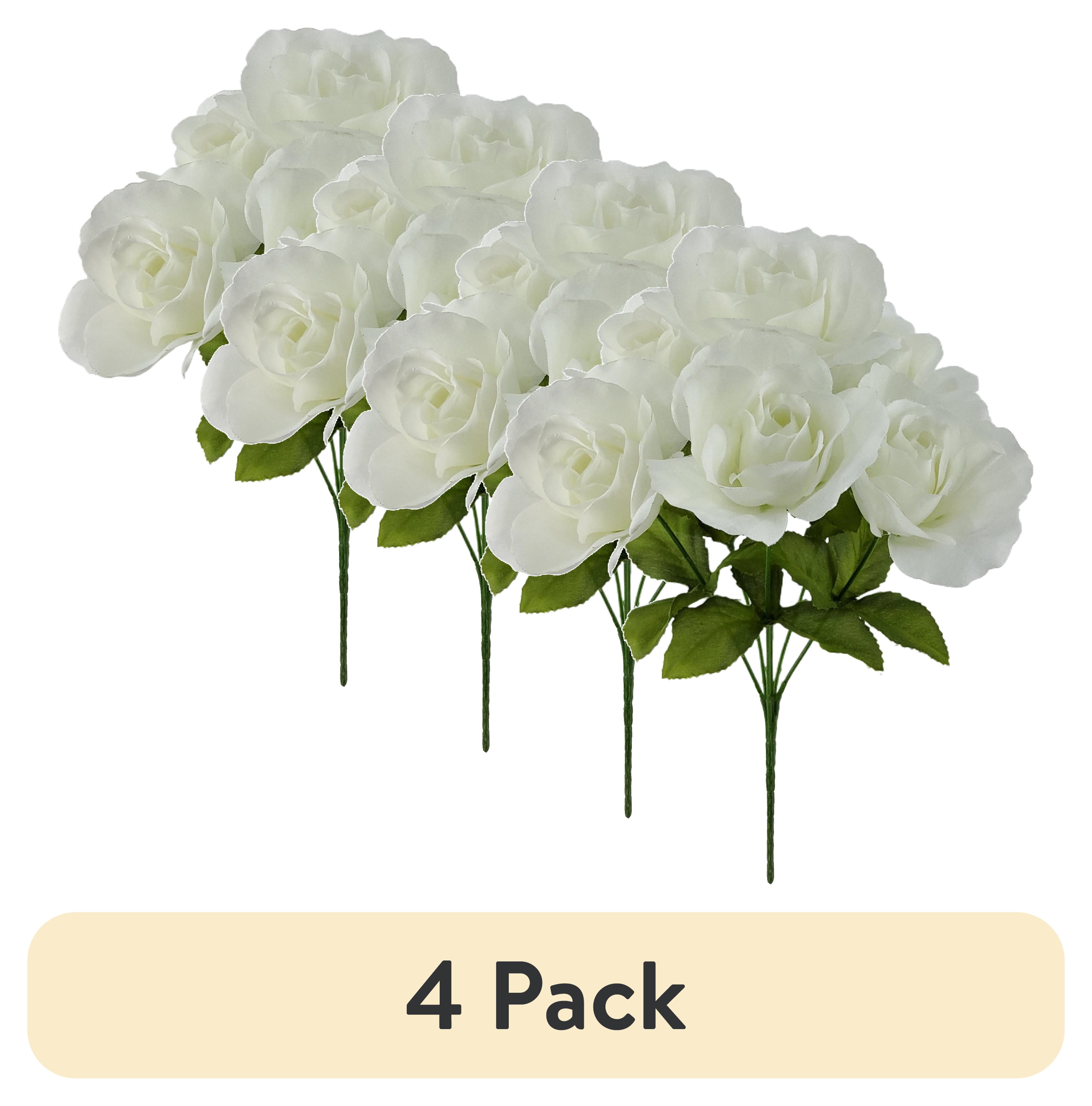 (4 pack) Mainstays Indoor Artificial Sweet Rose Flower Pick, White ...