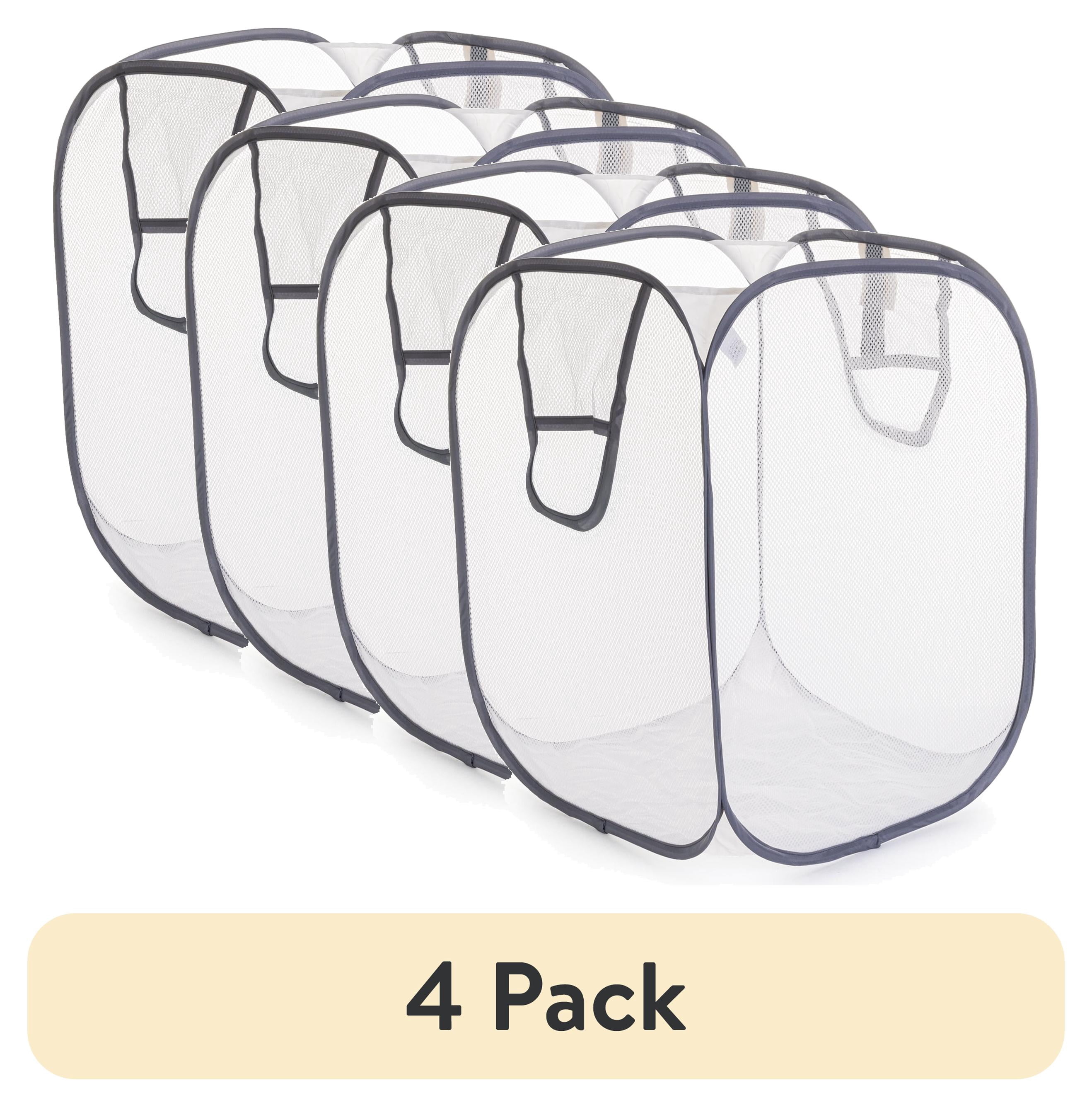 (4 pack) (4 pack) Mainstays Jumbo Mesh Pop-Up Laundry Hamper, White ...