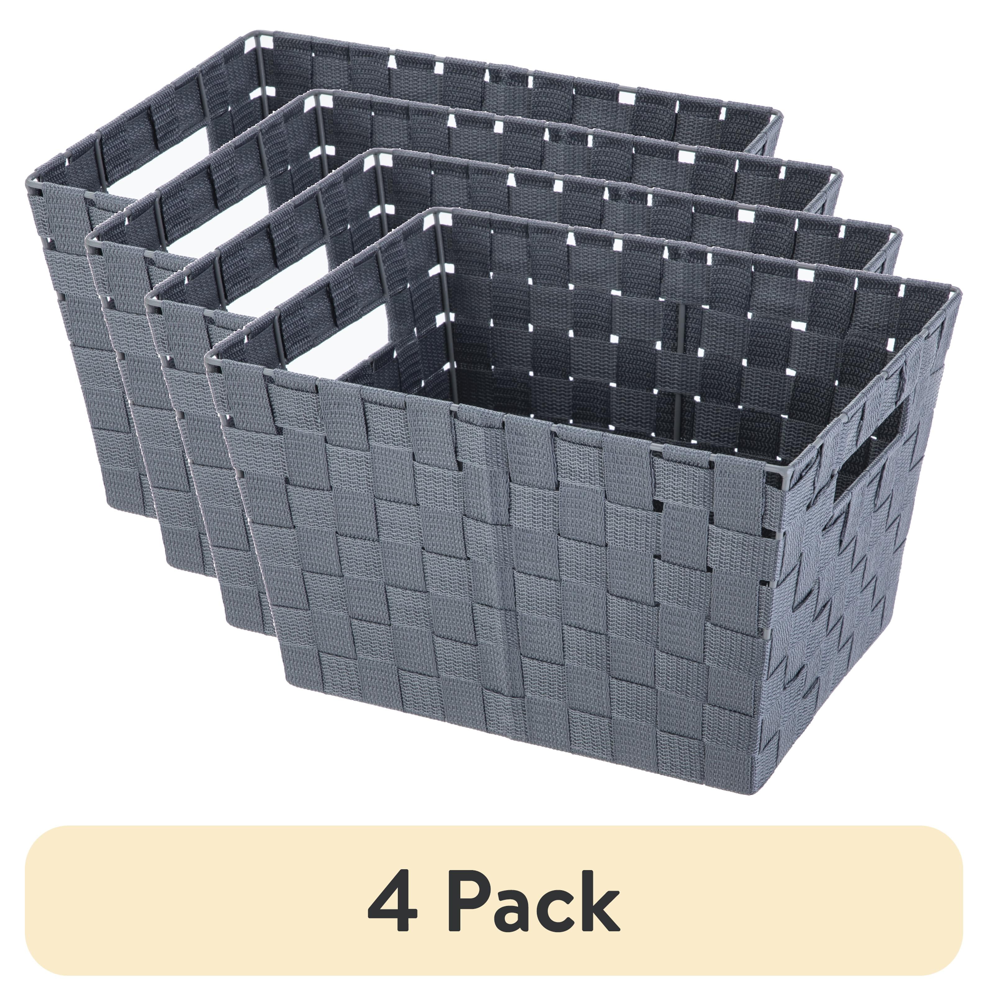 Mainstays Large Gray Decorative Storage Basket with Handles, Durable ...