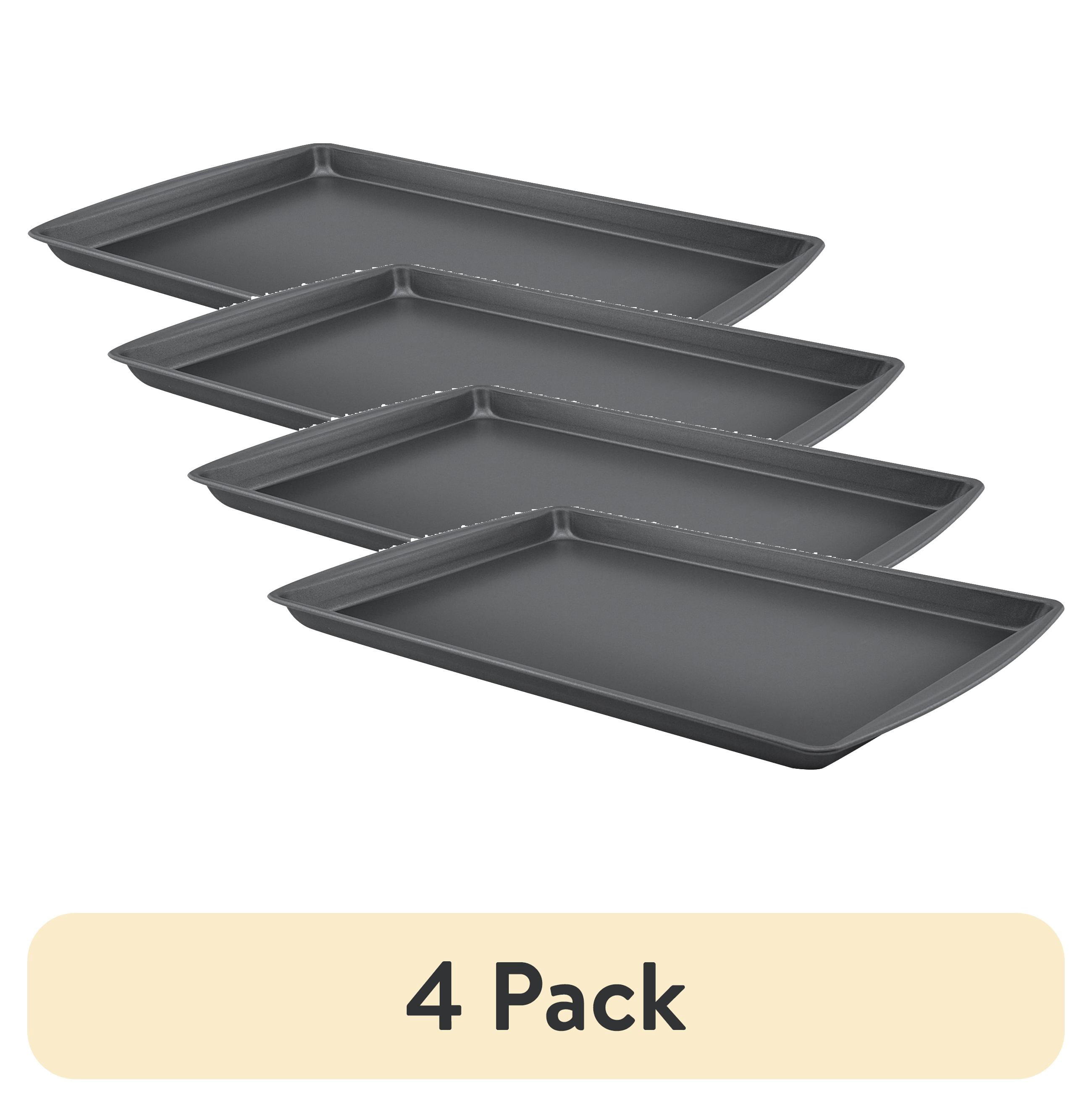 Mainstays 4 Pack Large Nonstick 17x11 Cookie Sheet Baking Pan, Gray ...