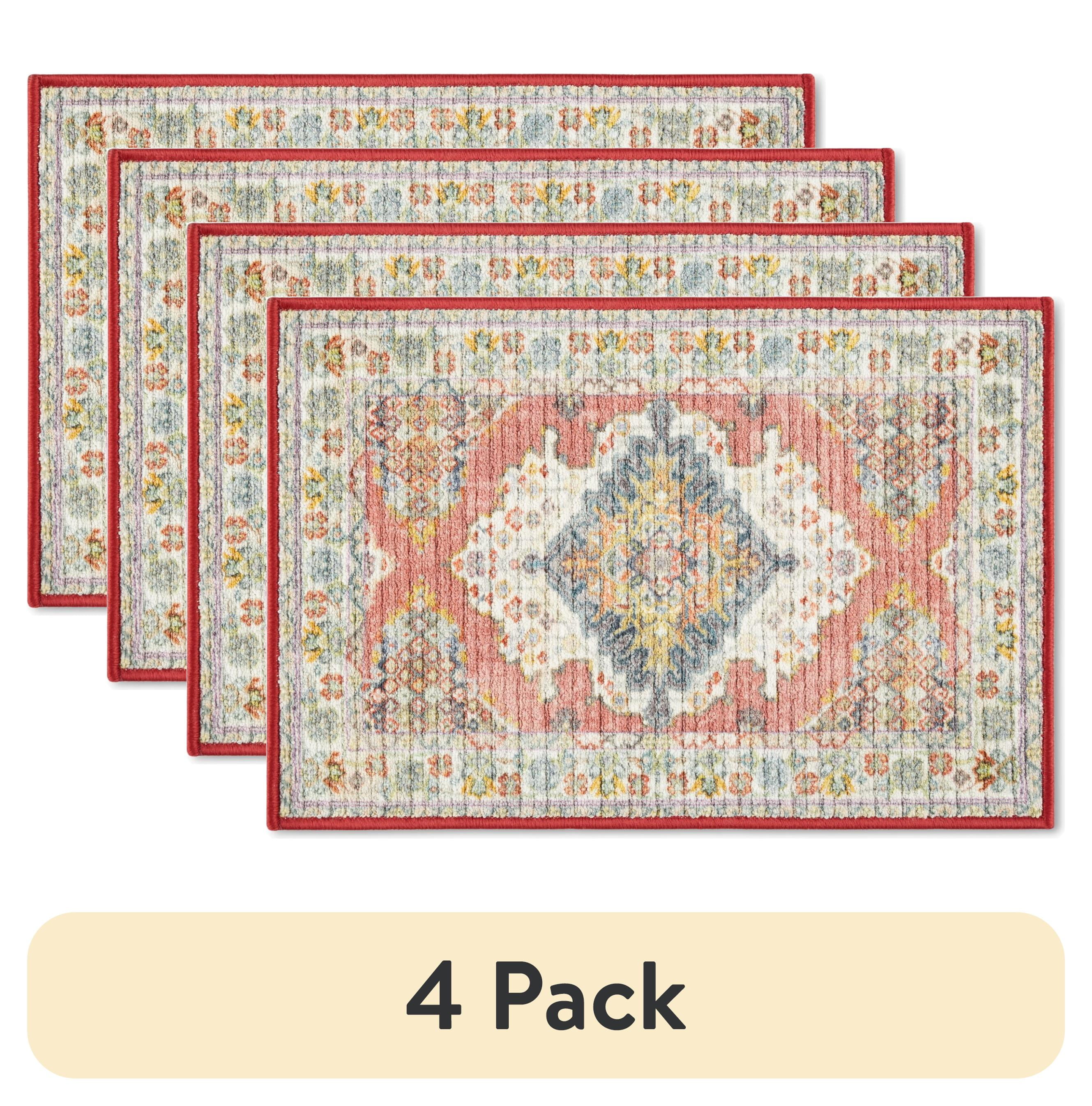 (4 pack) Mainstays Medallion Fabric Floor Mat, 18" x 27", Cream ...