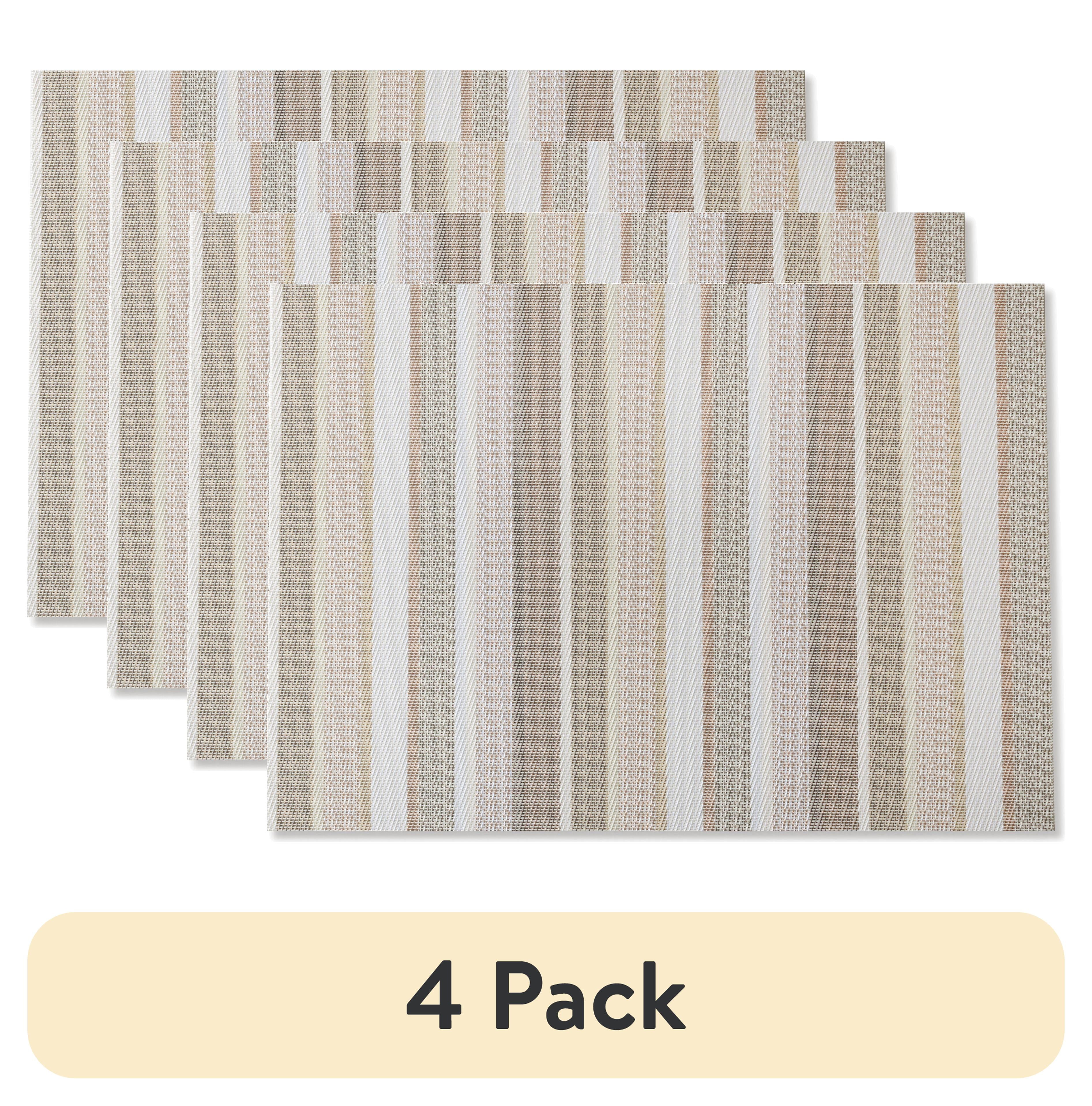 Mainstays Multi Stripe Woven Vinyl Table Placemat 4 Pack 13x18 Durable ...