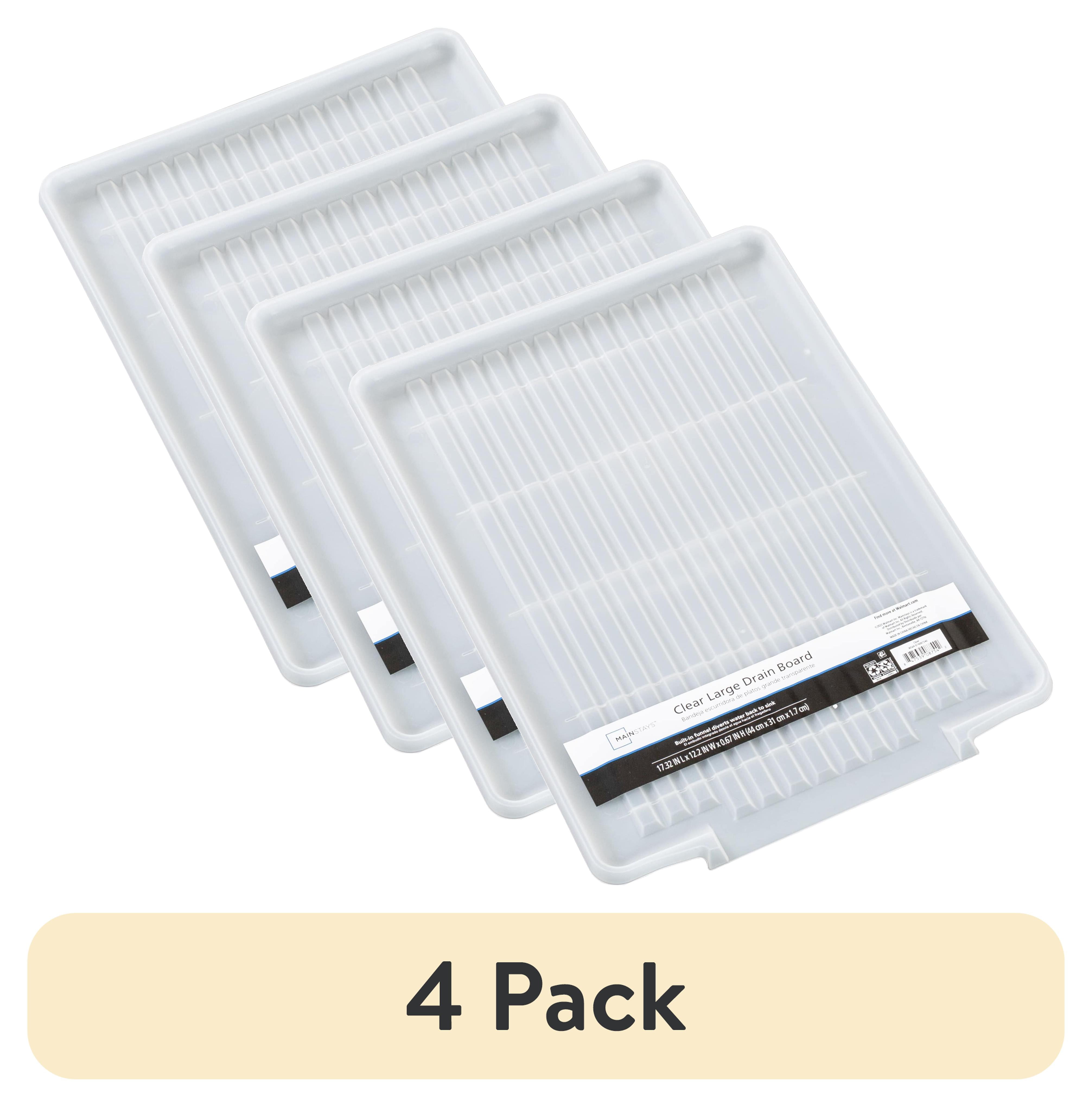 (4 pack) Mainstays Large Clear Plastic Dish Drying Drain Board, Kitchen ...