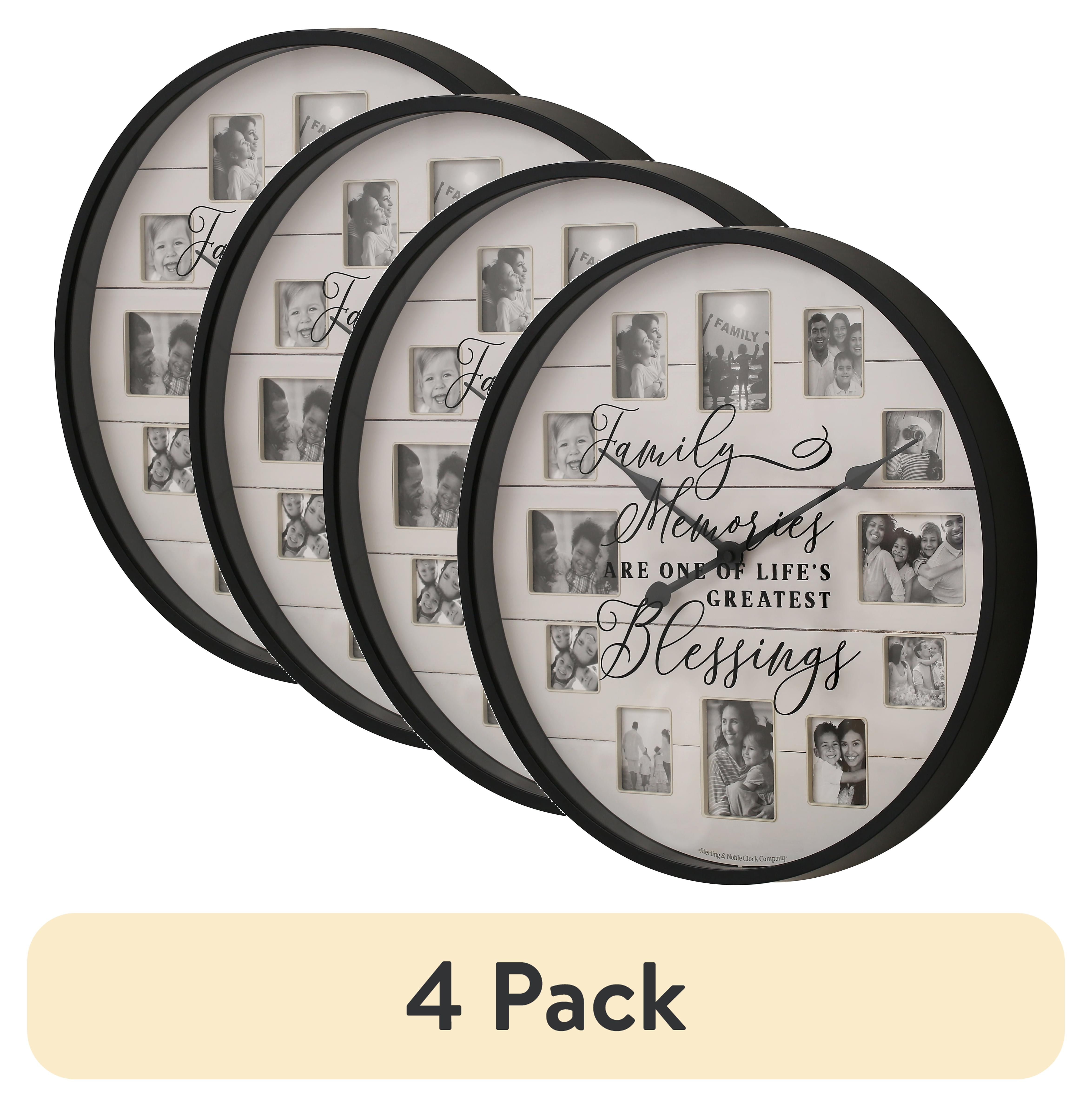 (4 pack) Mainstays Sentiment Photo Frame Wall Clock, Farmhouse-Inspired ...