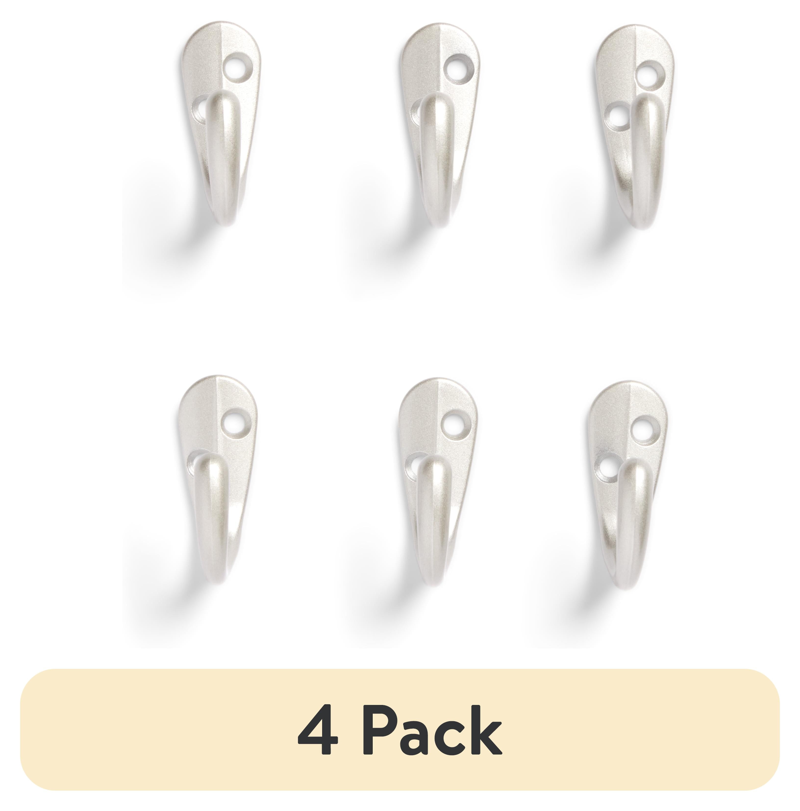 (4 pack) Mainstays, Satin Nickel Metal Hooks, Clutter-Free Hooks for ...
