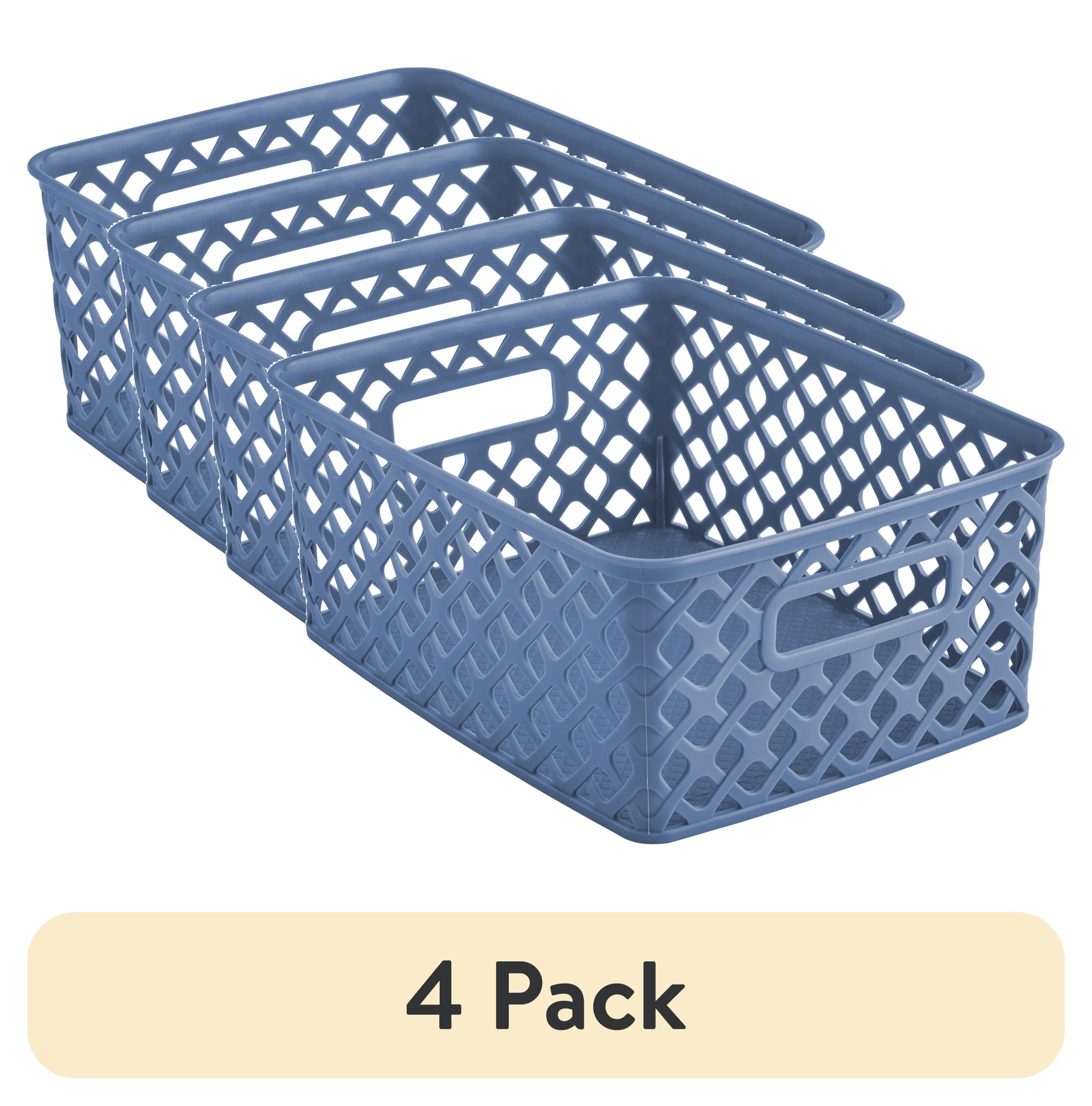 Mainstays 4 Pack Small Blue Plastic Decorative Storage Basket with ...