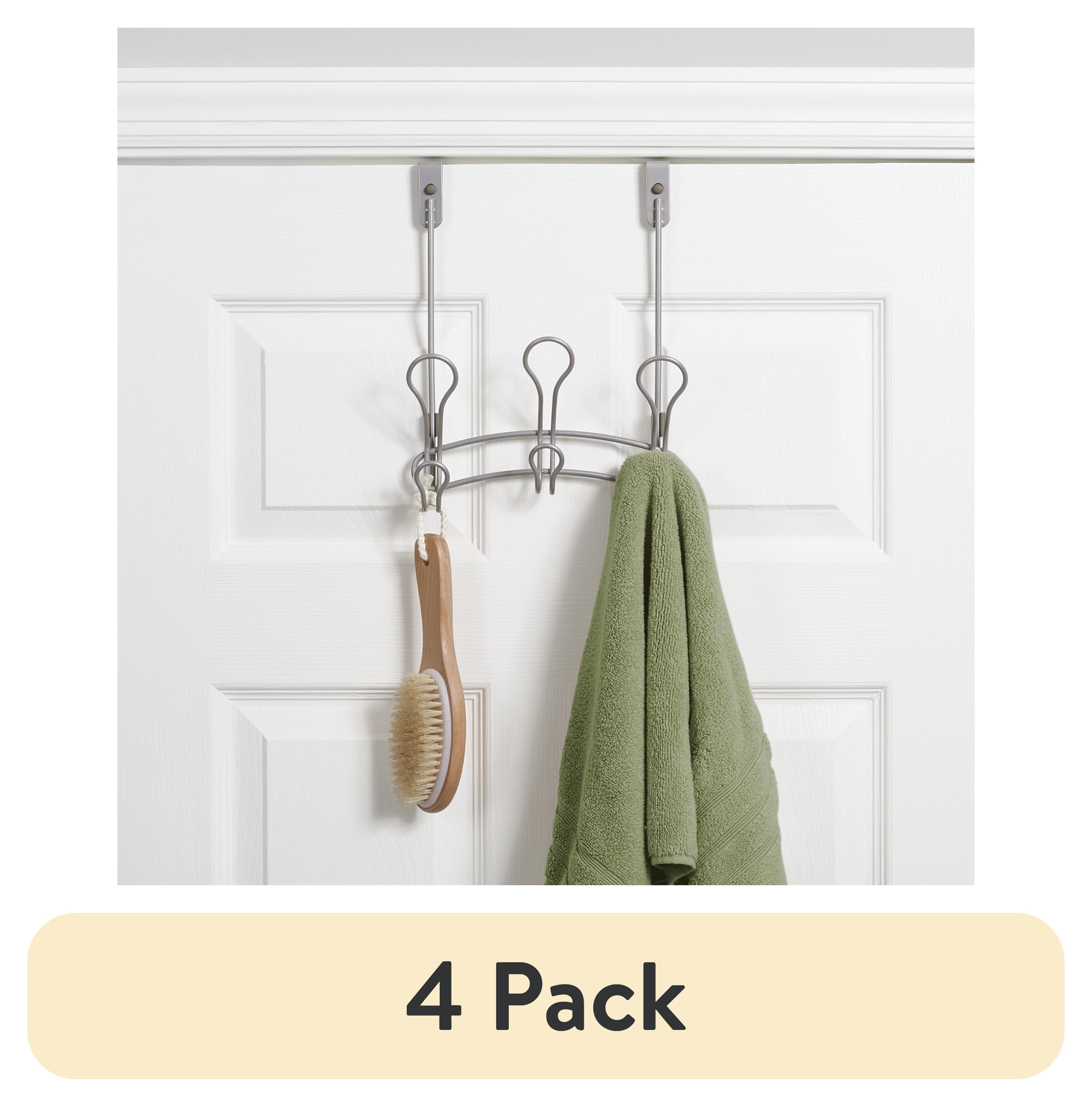 (4 pack) Mainstays SnugFit 3-Hook Over-the-Door Towel and Robe Rack ...