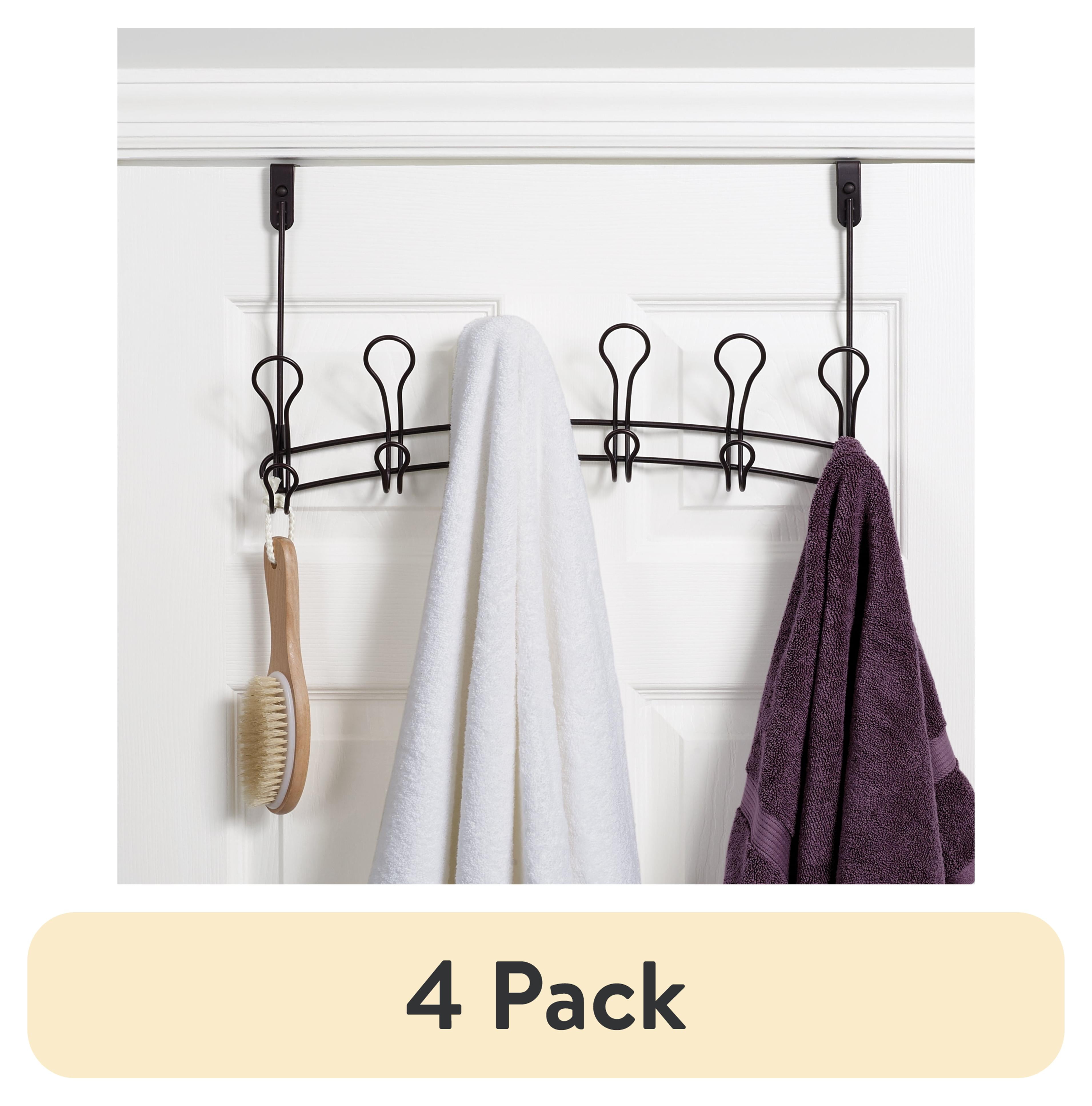 (4 pack) Mainstays SnugFit 6-Hook Metal over-the-Door Towel Holder Rack ...