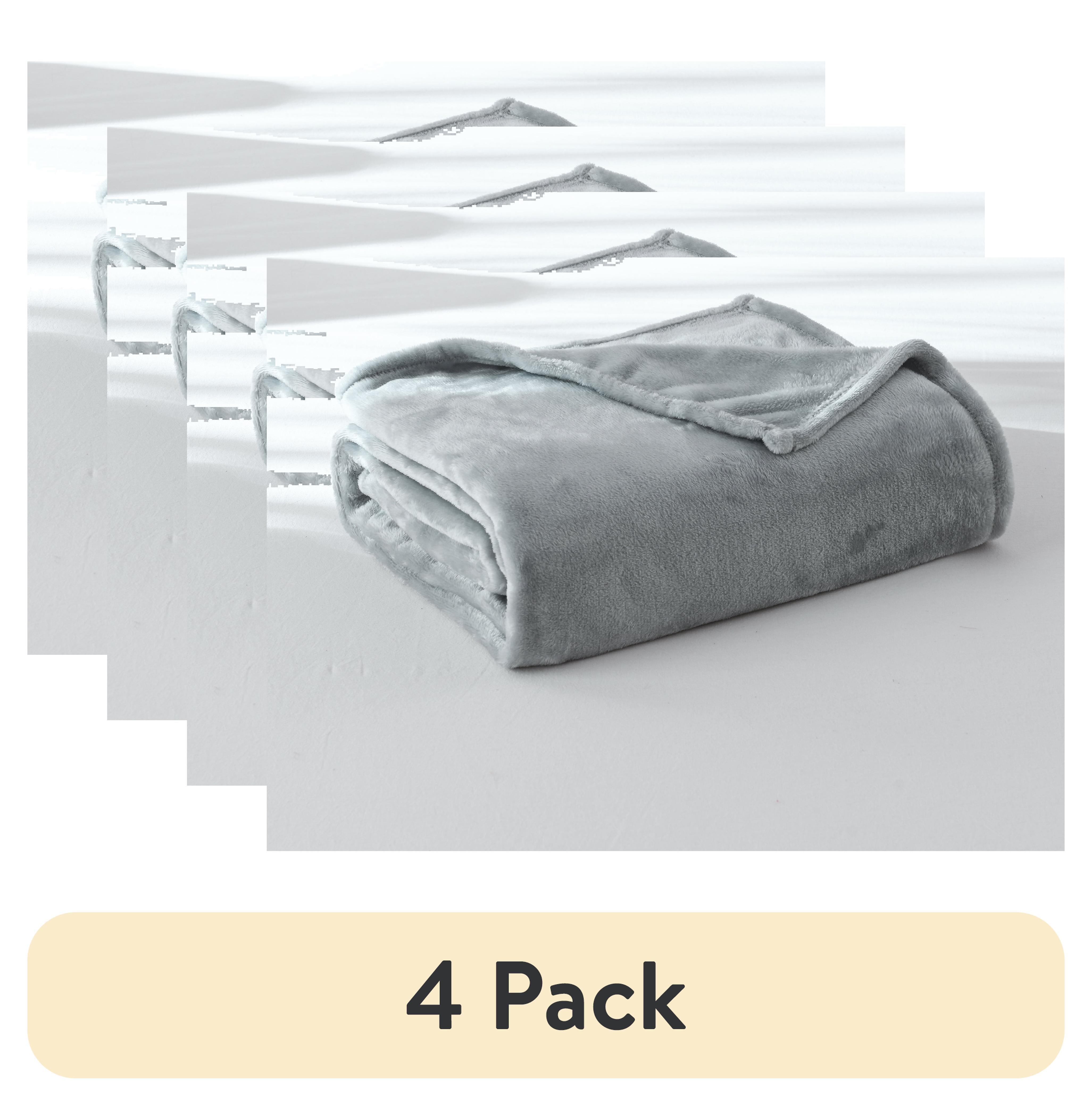 (4 pack) Mainstays Super Soft Plush Blanket, Gray, King, Adult/Teen ...