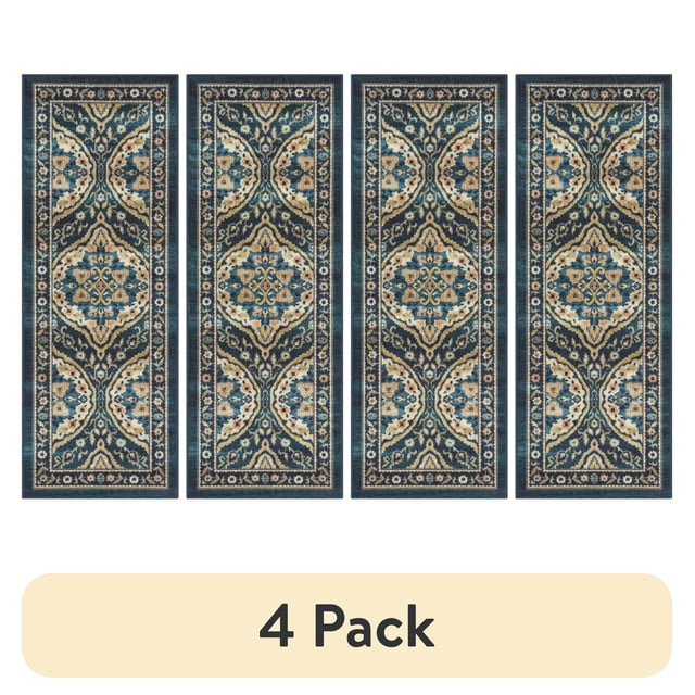 (4 pack) Mainstays Traditional Persian Teal Medallion Indoor Hallway ...