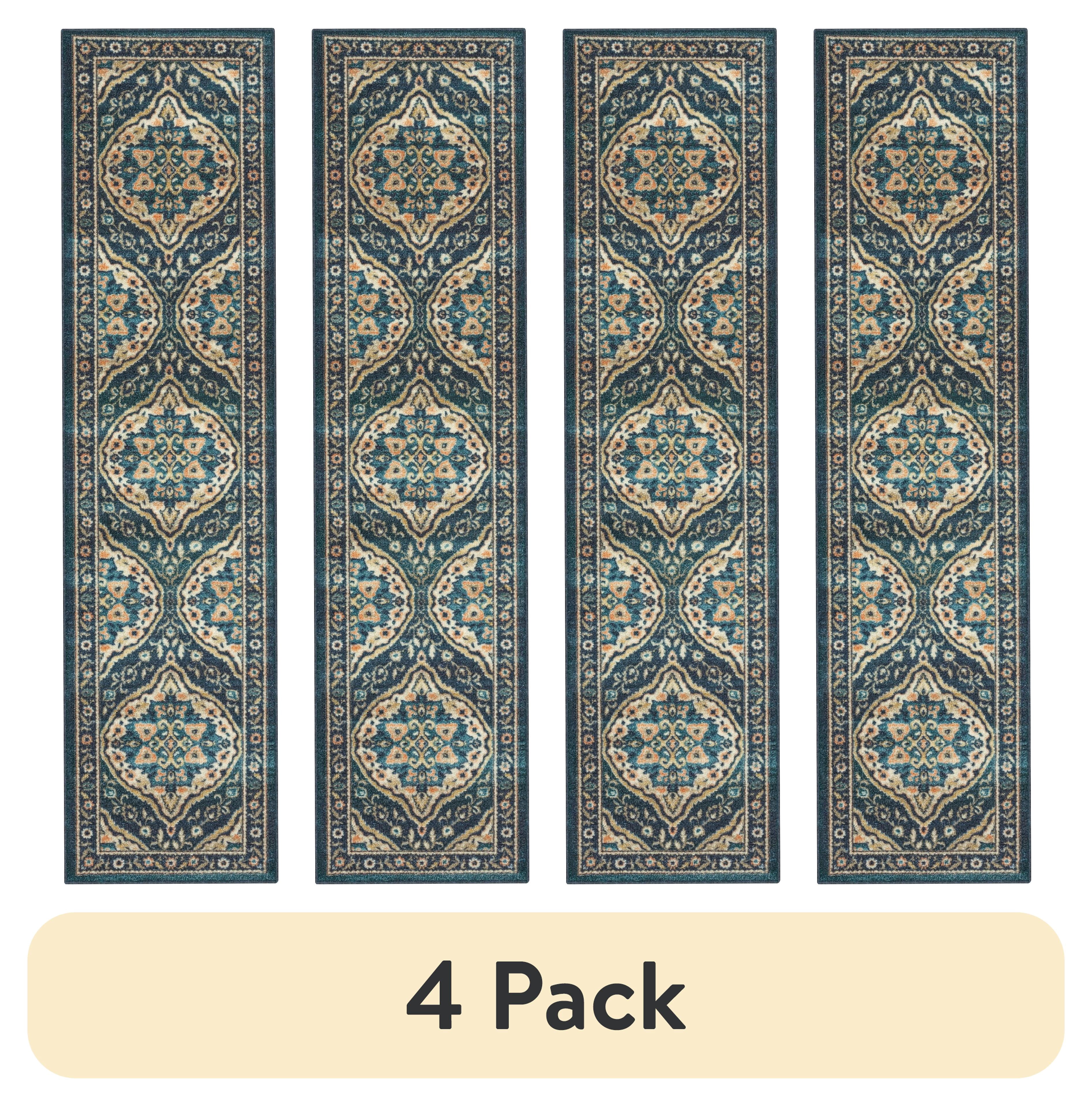 (4 pack) Mainstays Traditional Persian Teal Print Indoor Hallway Runner ...