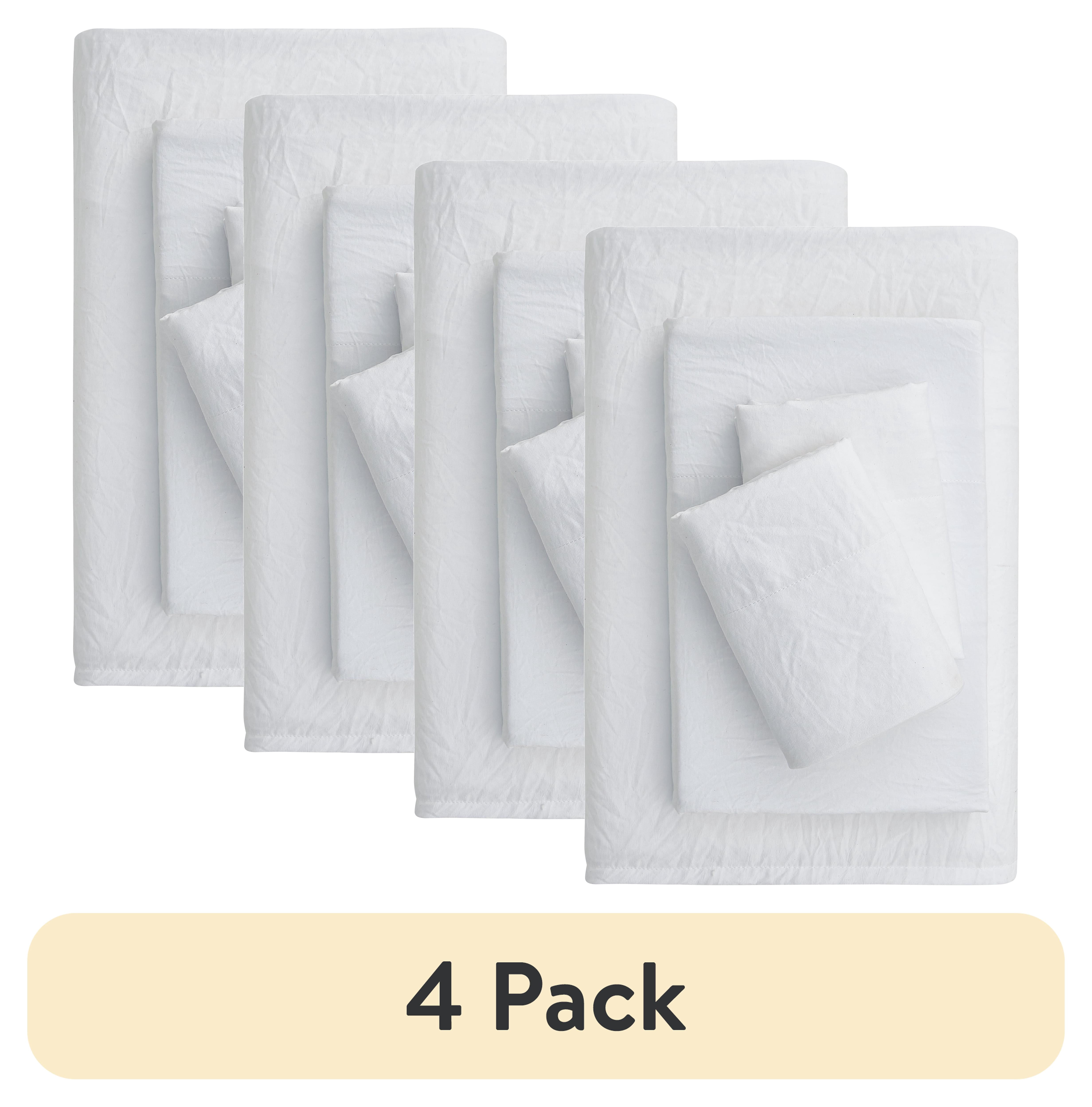 (4 pack) Mainstays Washed Ultra Soft Microfiber Bed Sheet Set, Queen ...