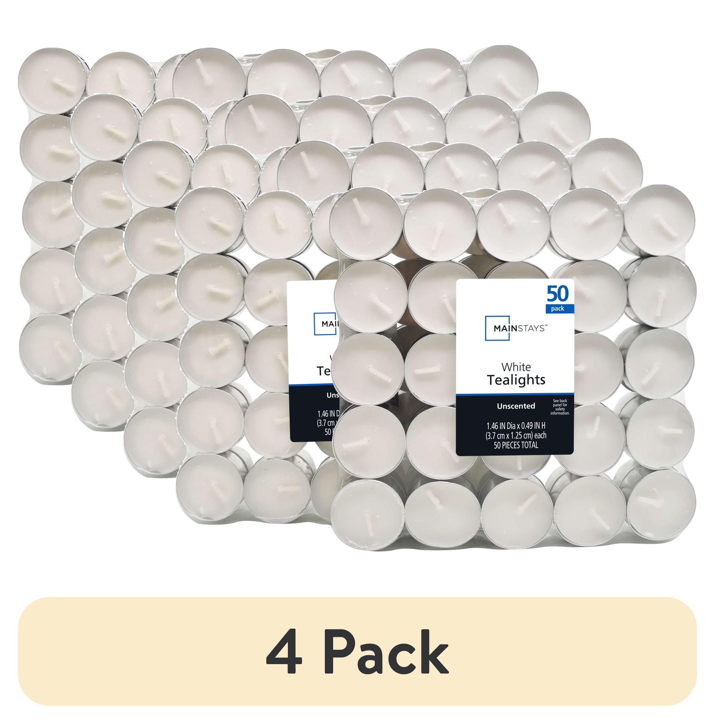 (4 pack) Mainstays White Unscented Tealight Candles 50-Count Indoor ...