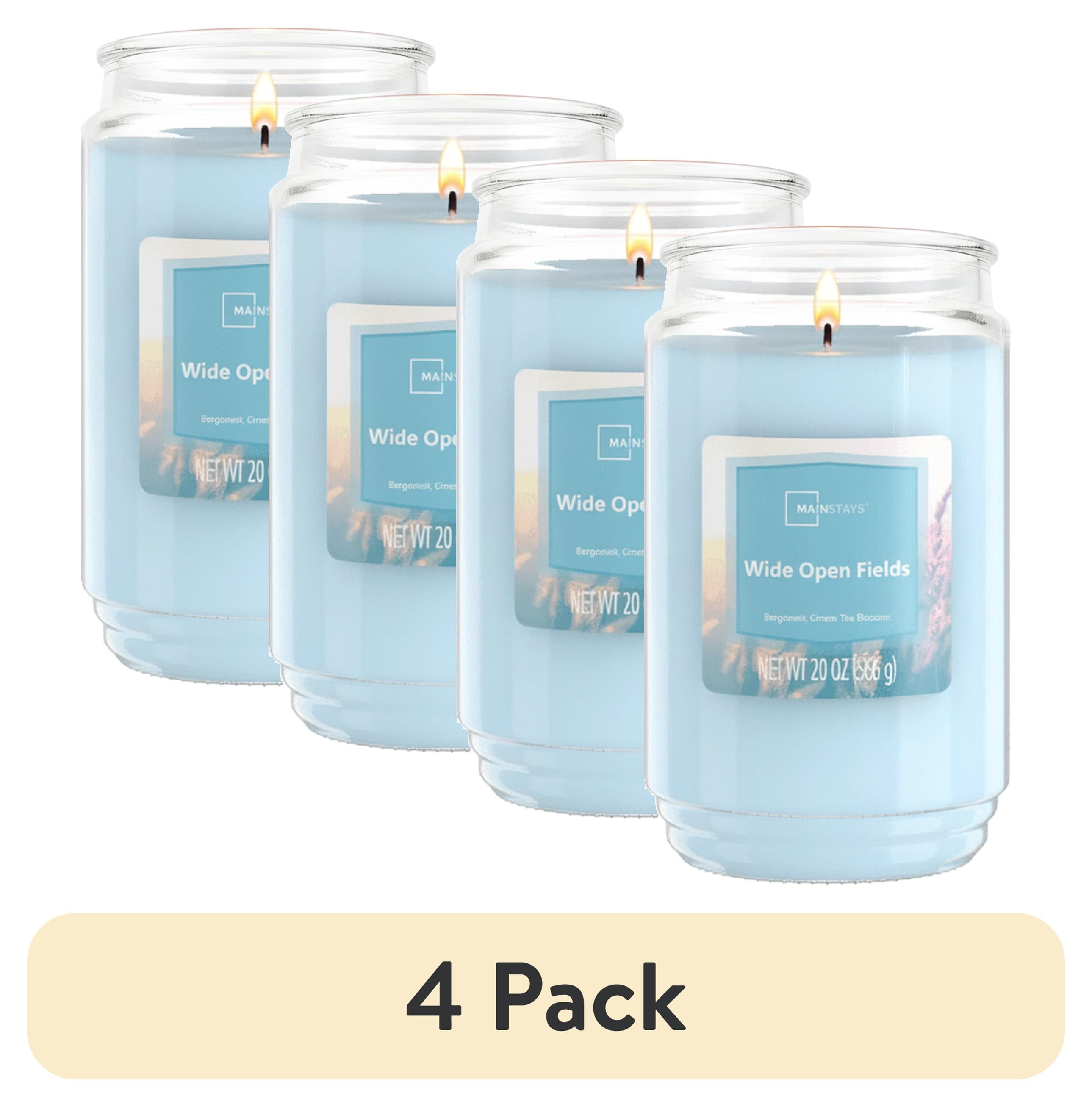 (4 pack) Mainstays Single-Wick Scented Glass Jar Candle, Wide Open ...