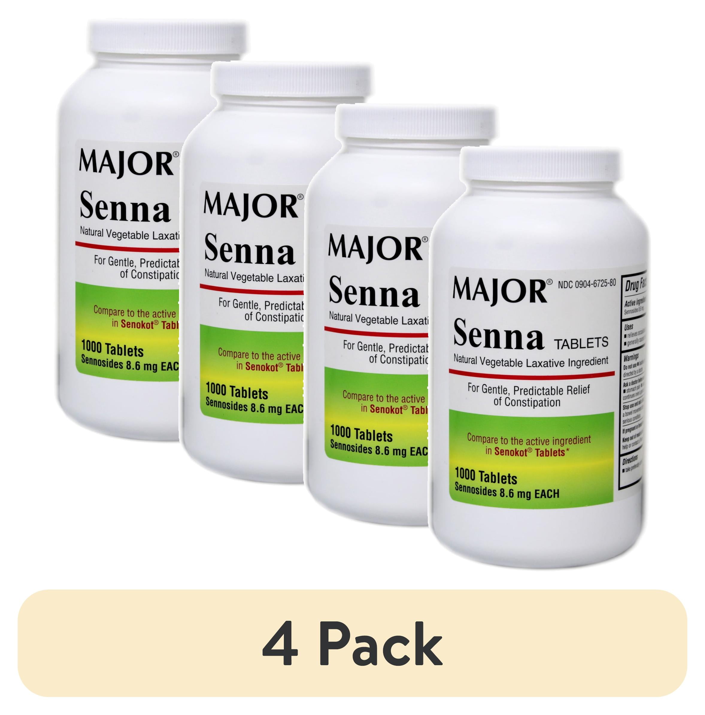 (4 pack) Major Senna (Senokot) Laxative Tablets 8.6 mg. 1000/Btl ...