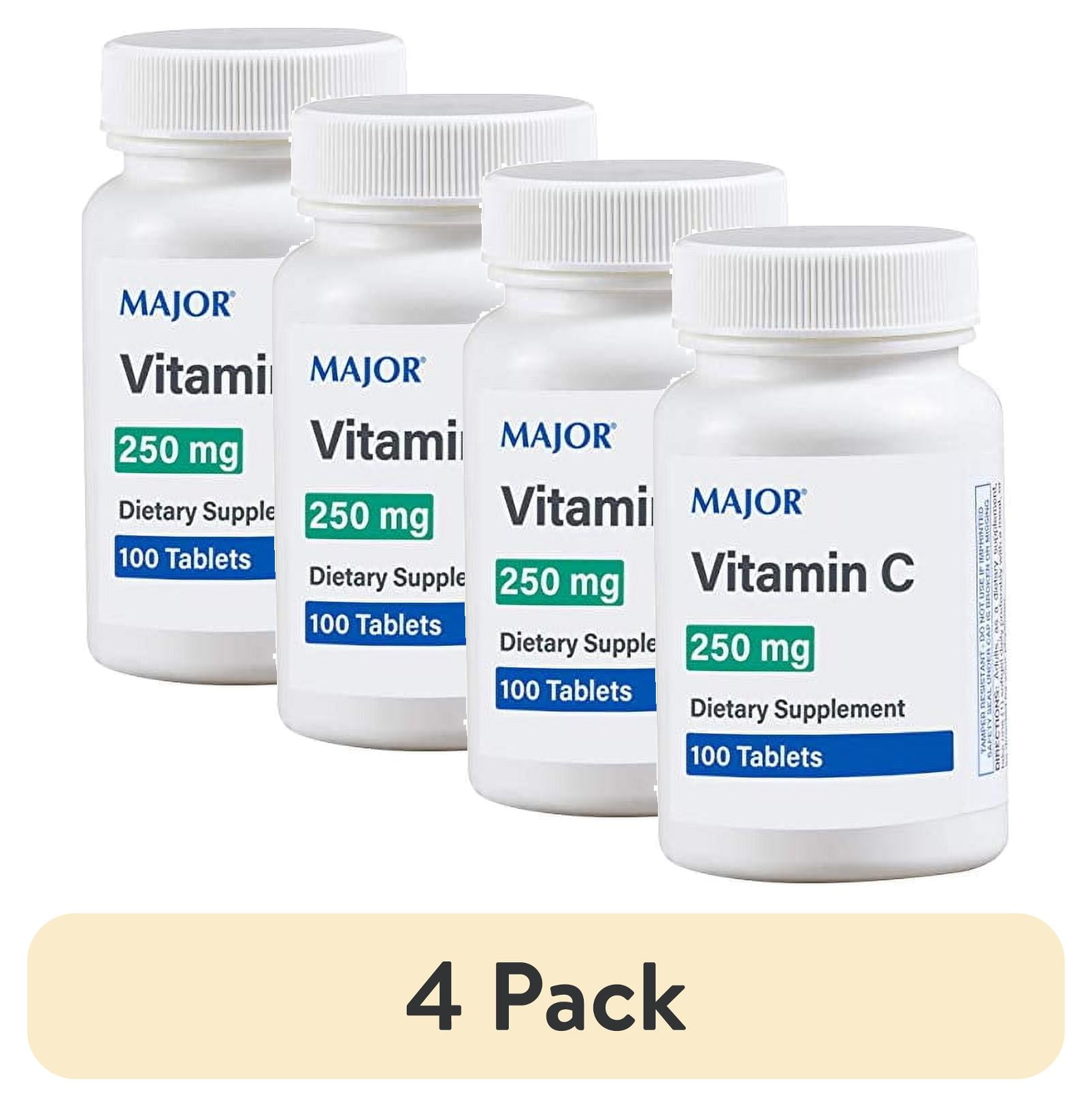 (4 pack) Major Vitamin-C 250 mg Ascorbic Acid Tablets, 100 CT - Walmart.com