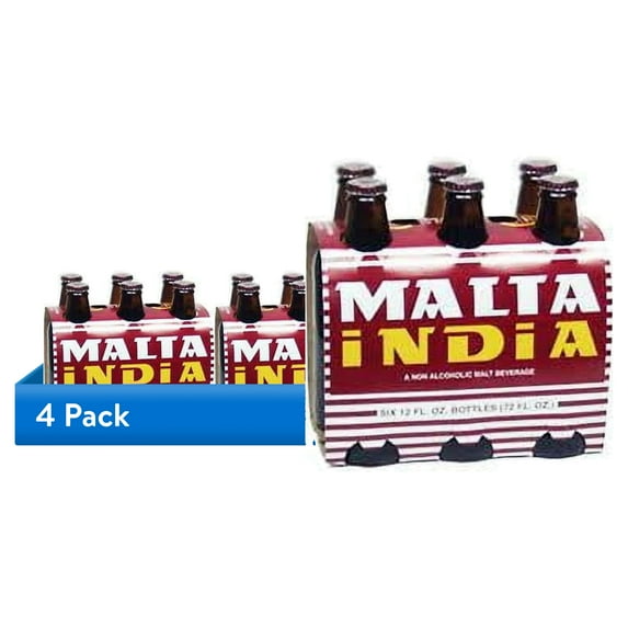 (4 pack) Malta India Malt Beverage, 6 Pack 12 fl oz Glass Bottle ...