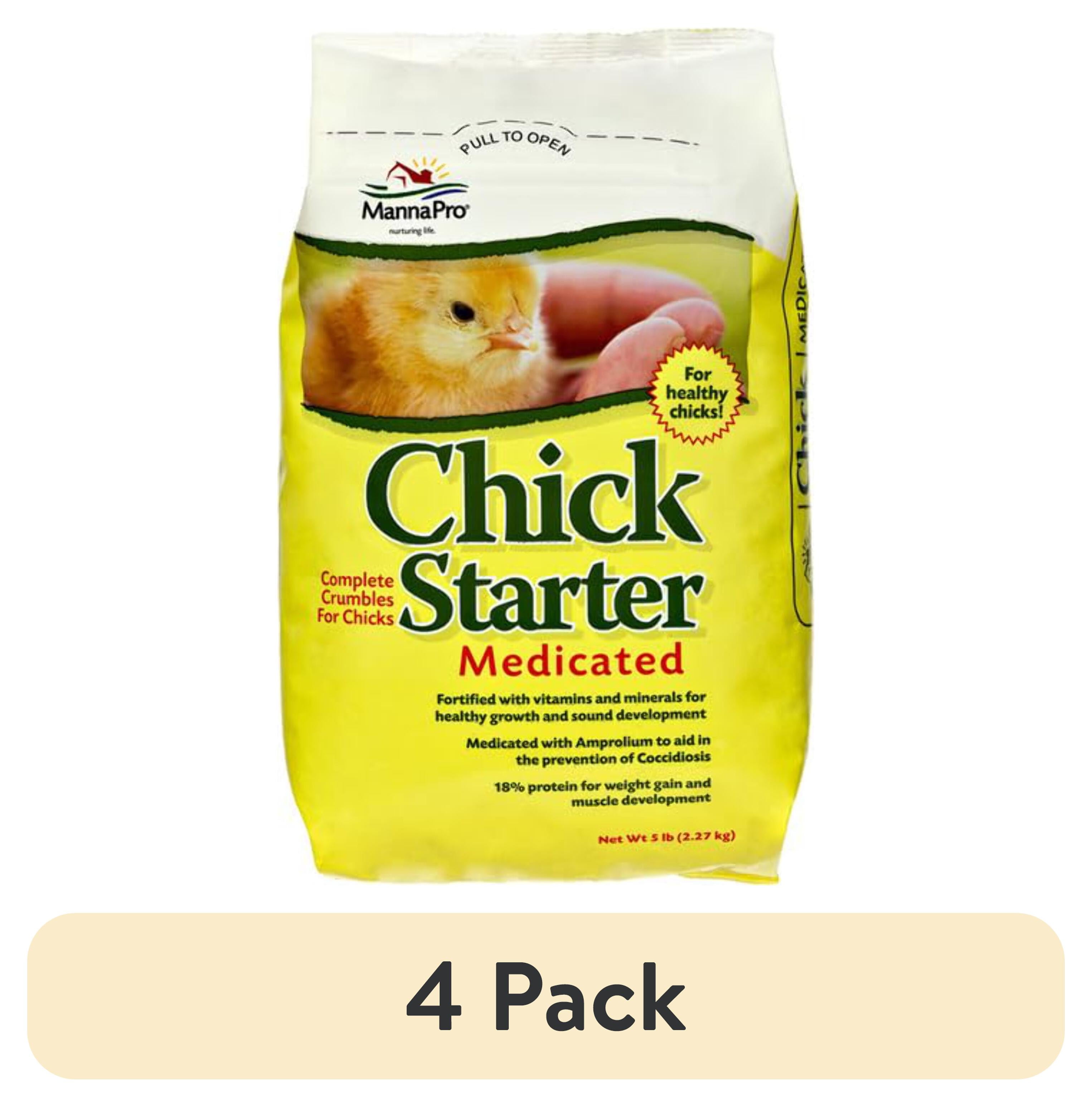 (4 pack) Manna Pro Chick Starter Grower Medicated Crumbles 5 lbs ...