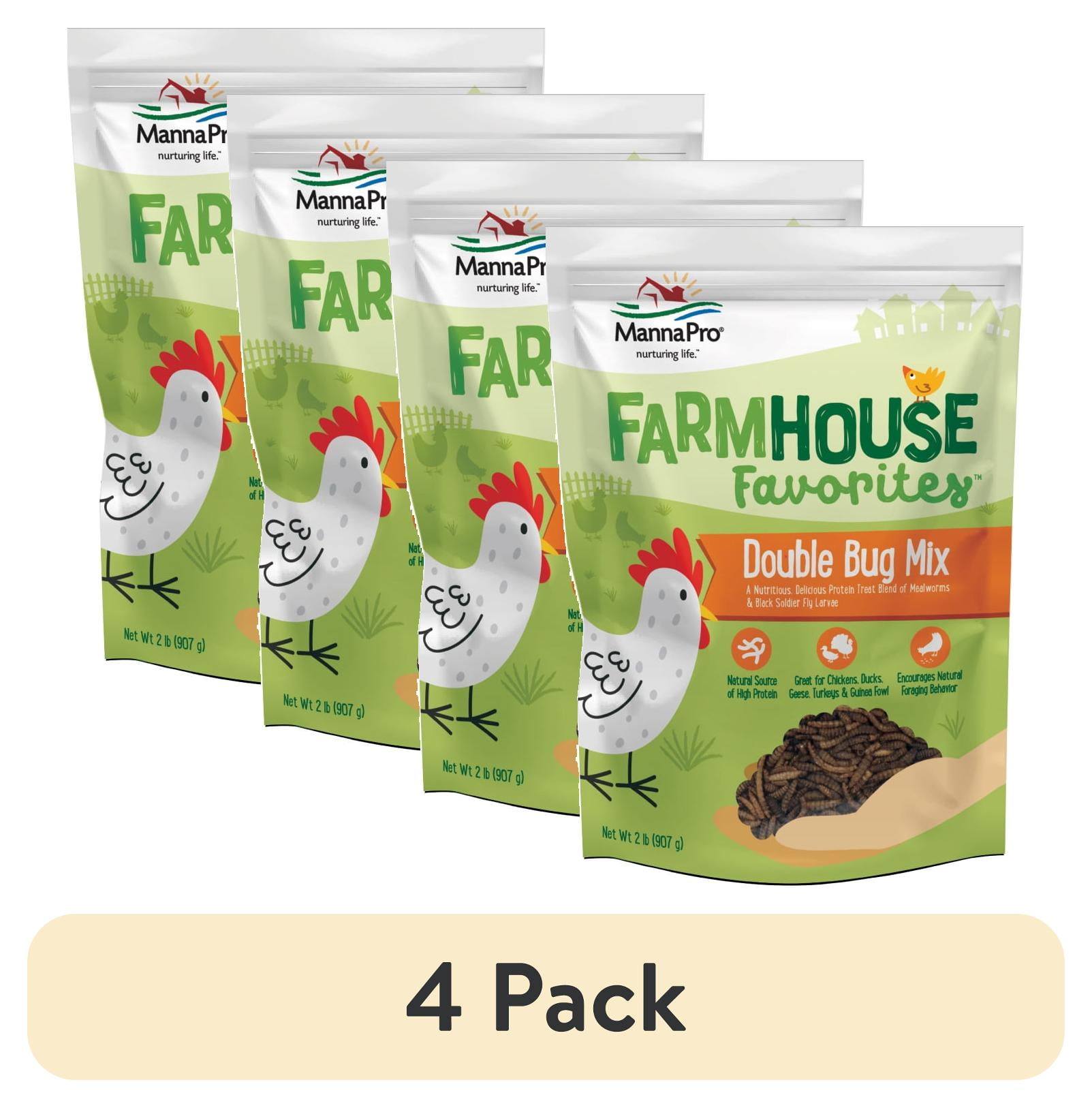 (4 pack) Manna Pro Farmhouse Favorites Chicken Treats - Double Bug Mix ...