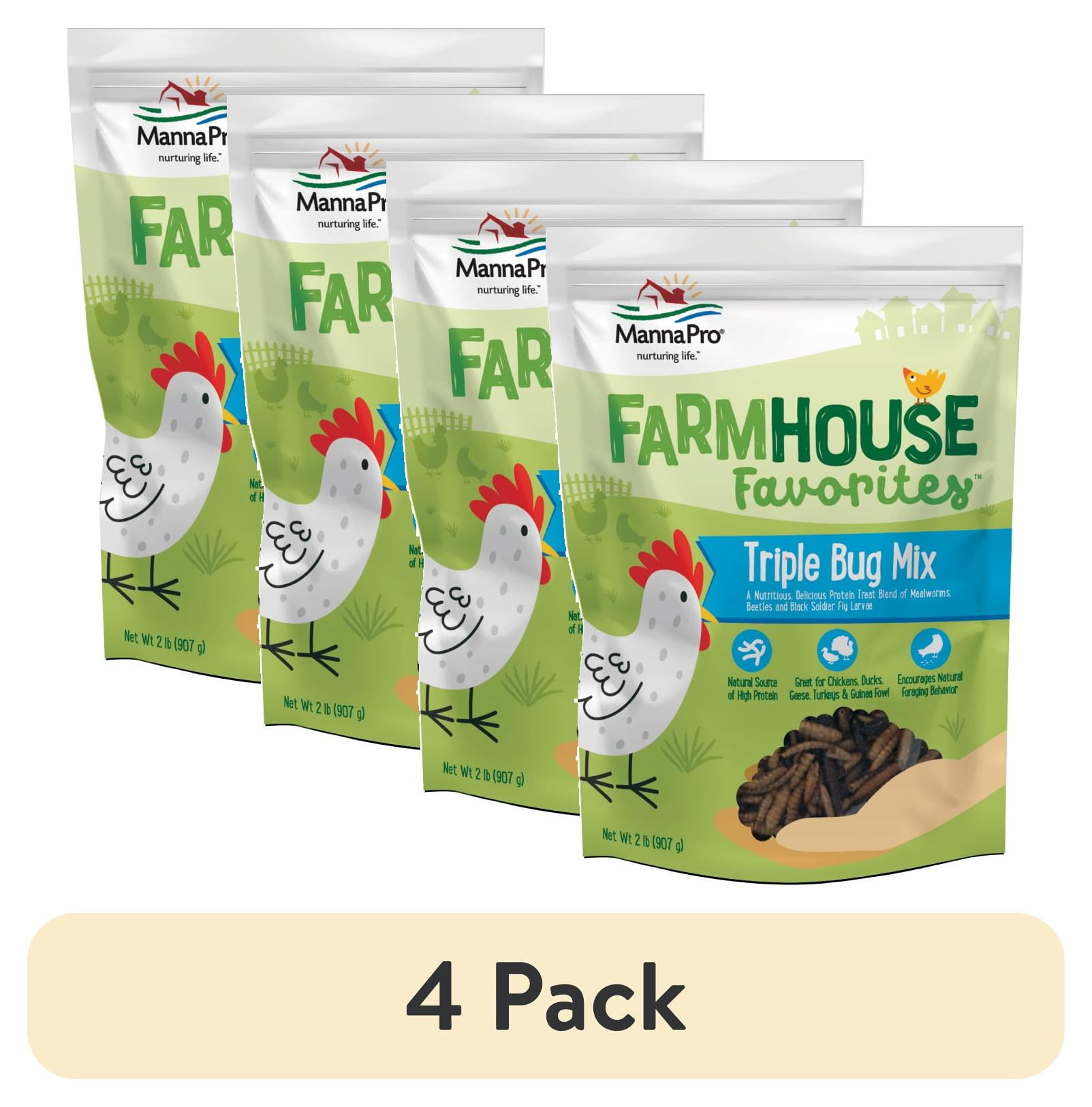 (4 pack) Manna Pro Farmhouse Favorites Chicken Treats - Triple Bug Mix ...
