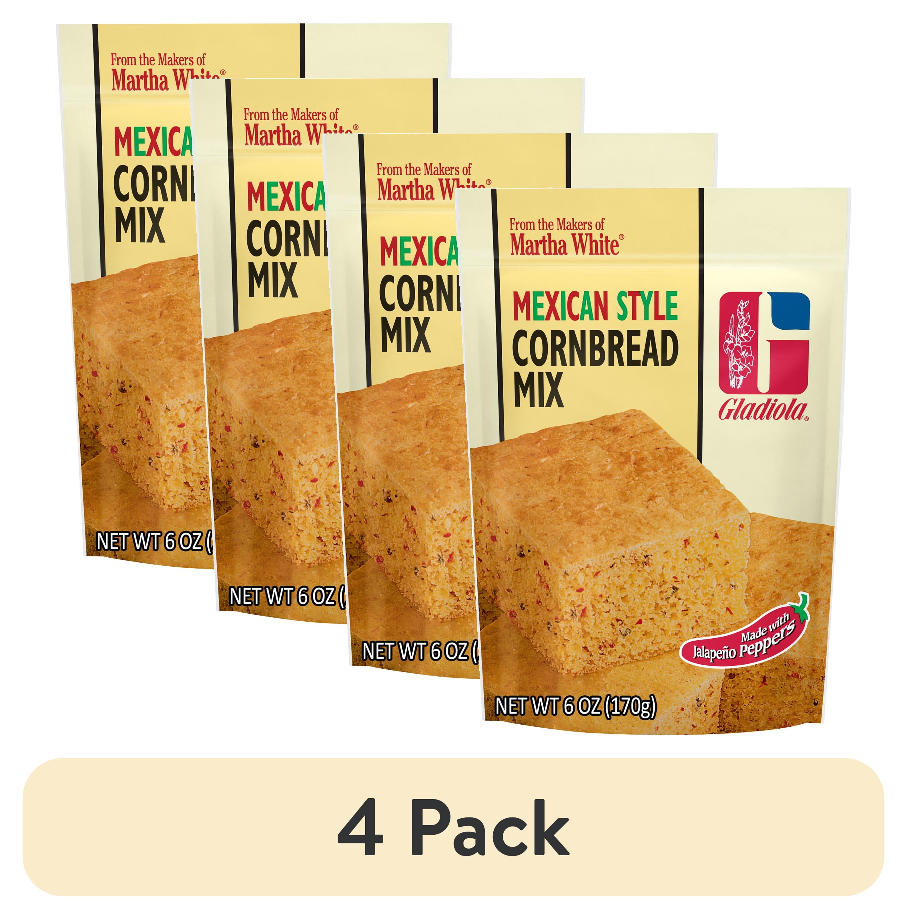 (4 pack) Martha White Gladiola Mexican Style Cornbread Mix, 6 oz Pouch ...