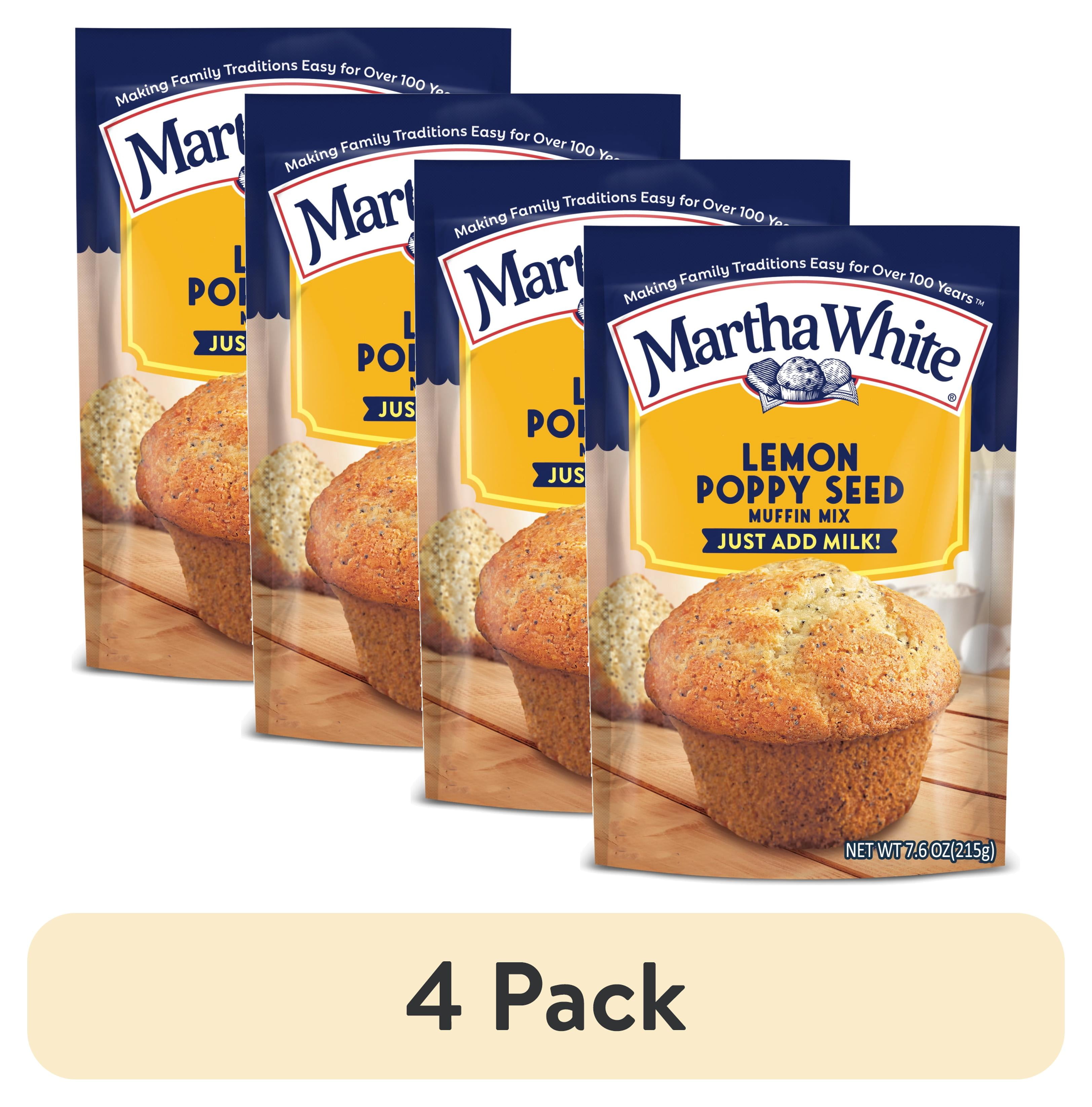 (4 pack) Martha White Lemon Poppy Seed Muffin Mix, 7.6 oz Bag - Walmart.com