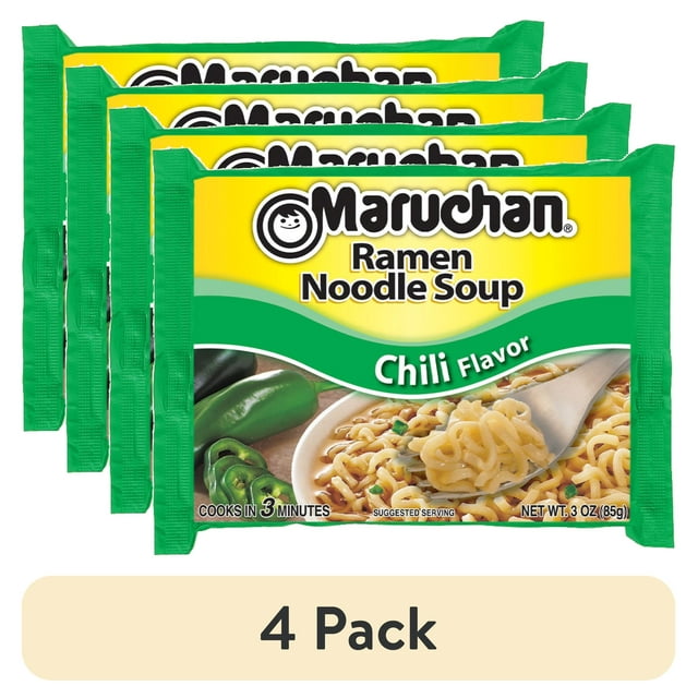 (4 pack) Maruchan Ramen Noodle Chili Flavor Soup, 3 oz Shelf Stable ...