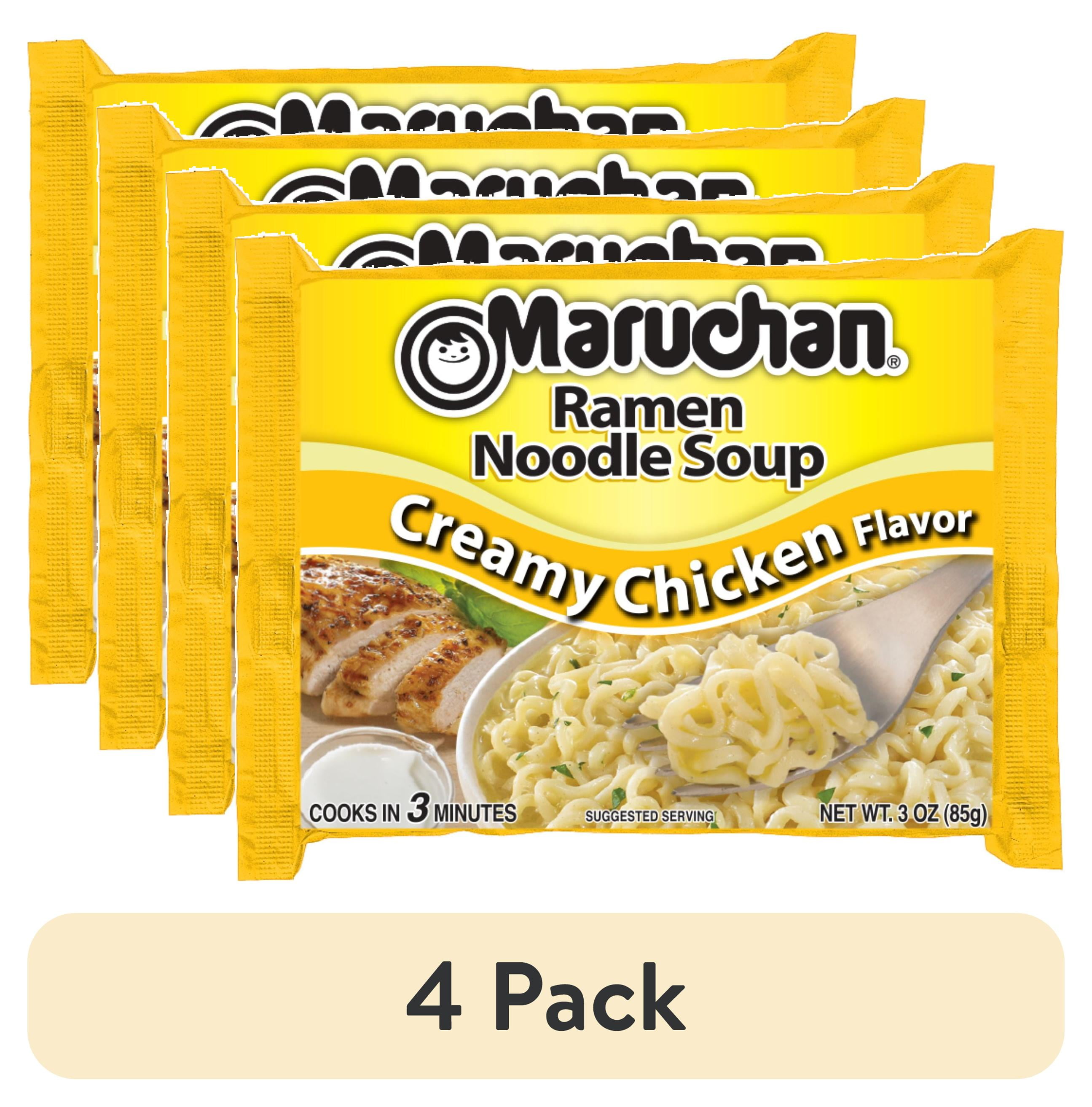 (4 pack) Maruchan Ramen Noodle Creamy Chicken Flavor Soup, 3 oz Shelf ...